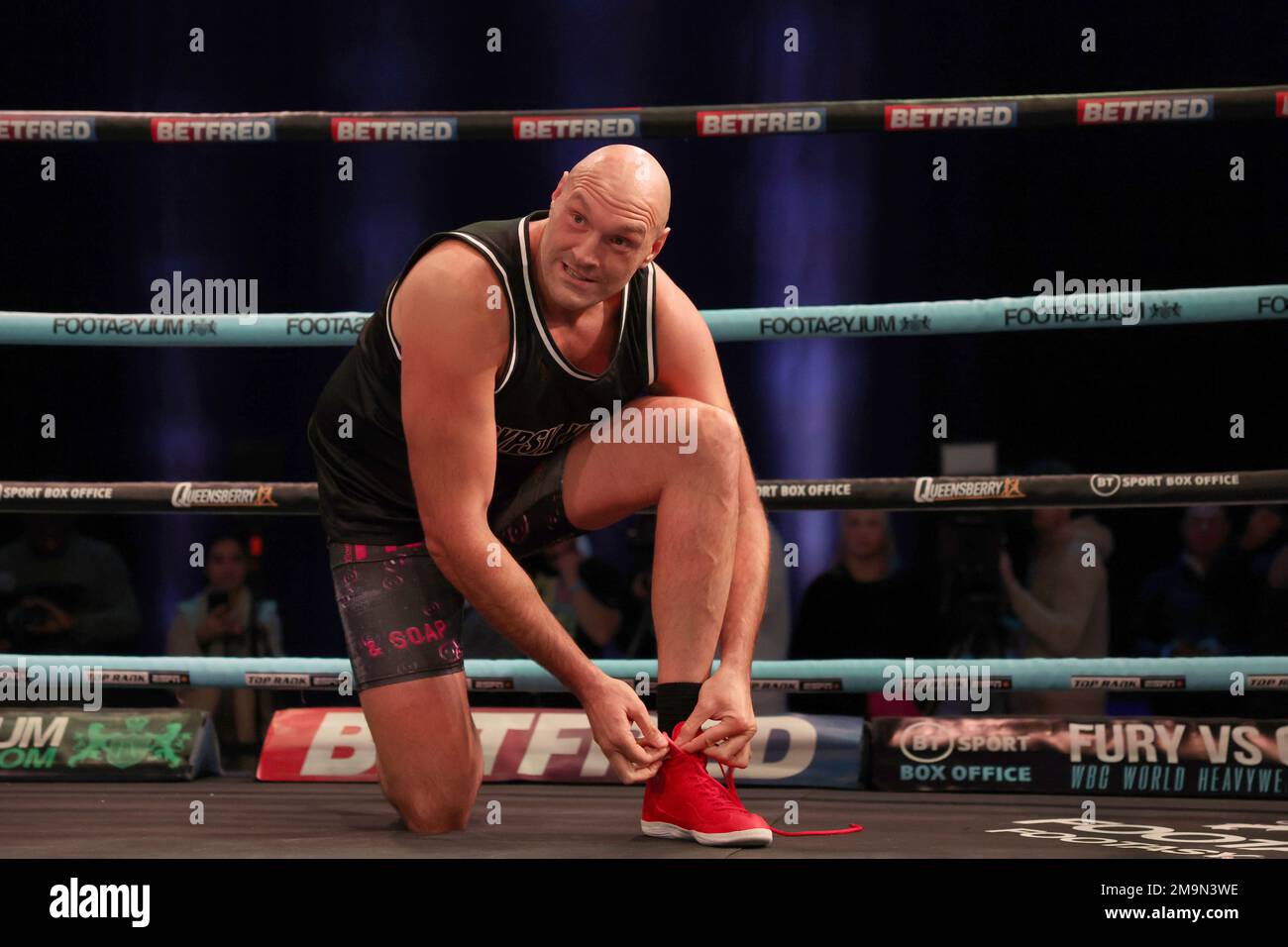 Boxer Tyson Fury the WBC heavyweight champion in the ring ahead of a ...