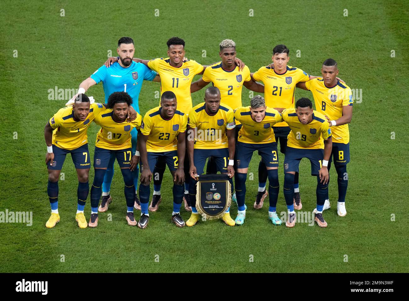 Ecuador players pose for a photo before the World Cup group A soccer ...