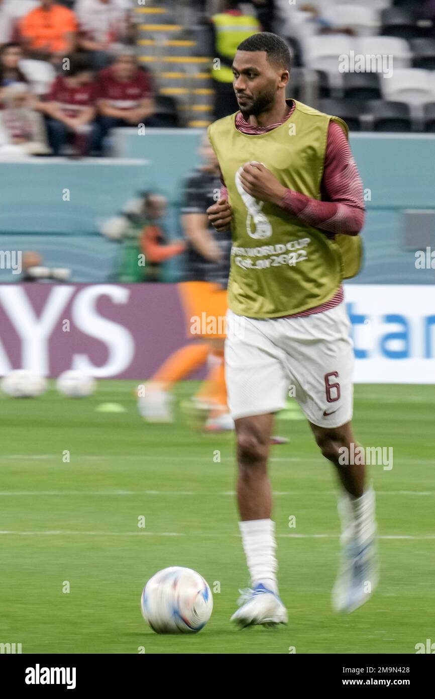 Qatar's Abdulaziz Hatem warms up prior the World Cup group A soccer ...