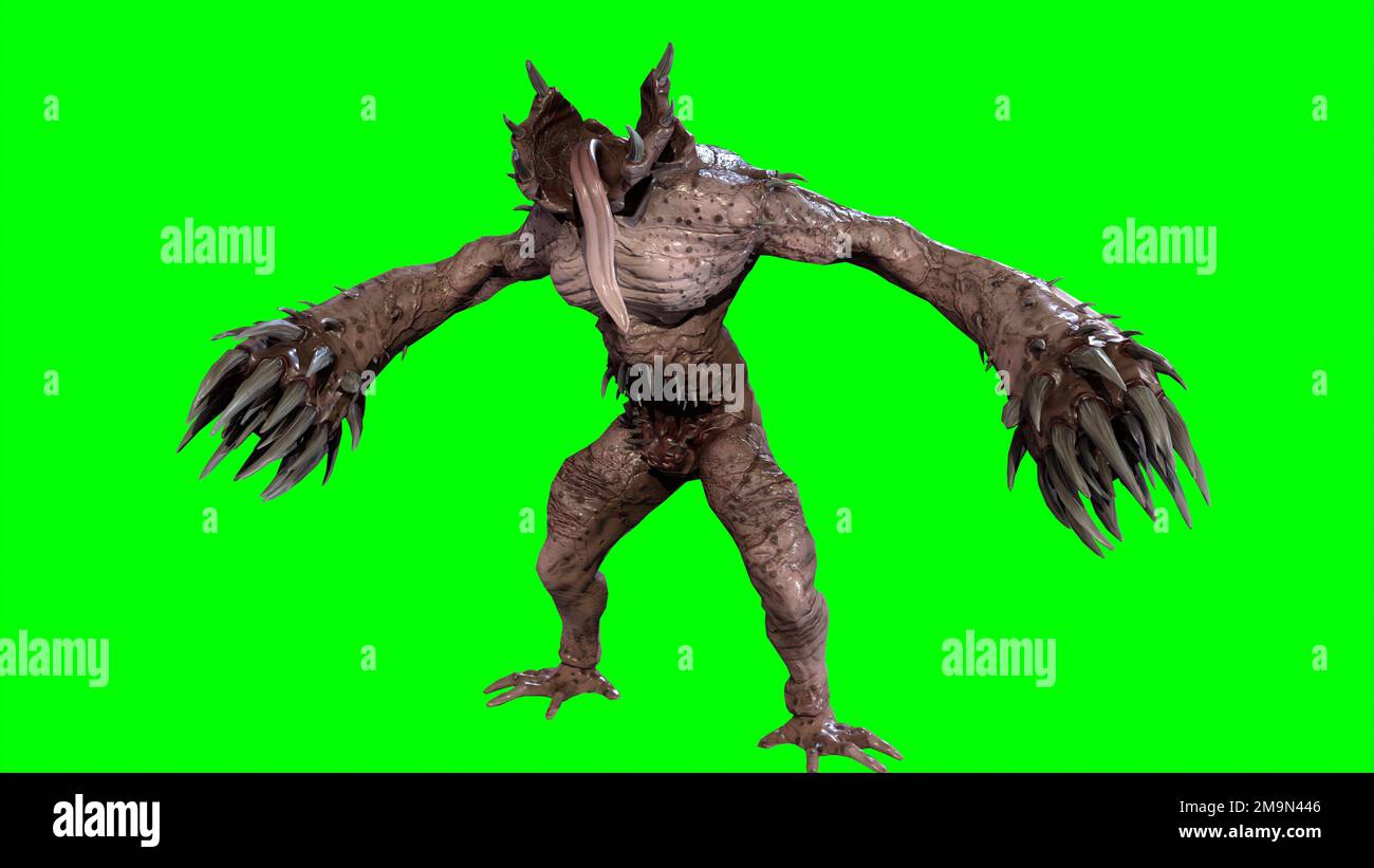 Mythical Mutant monster on chromakey background 3d render Stock Photo ...