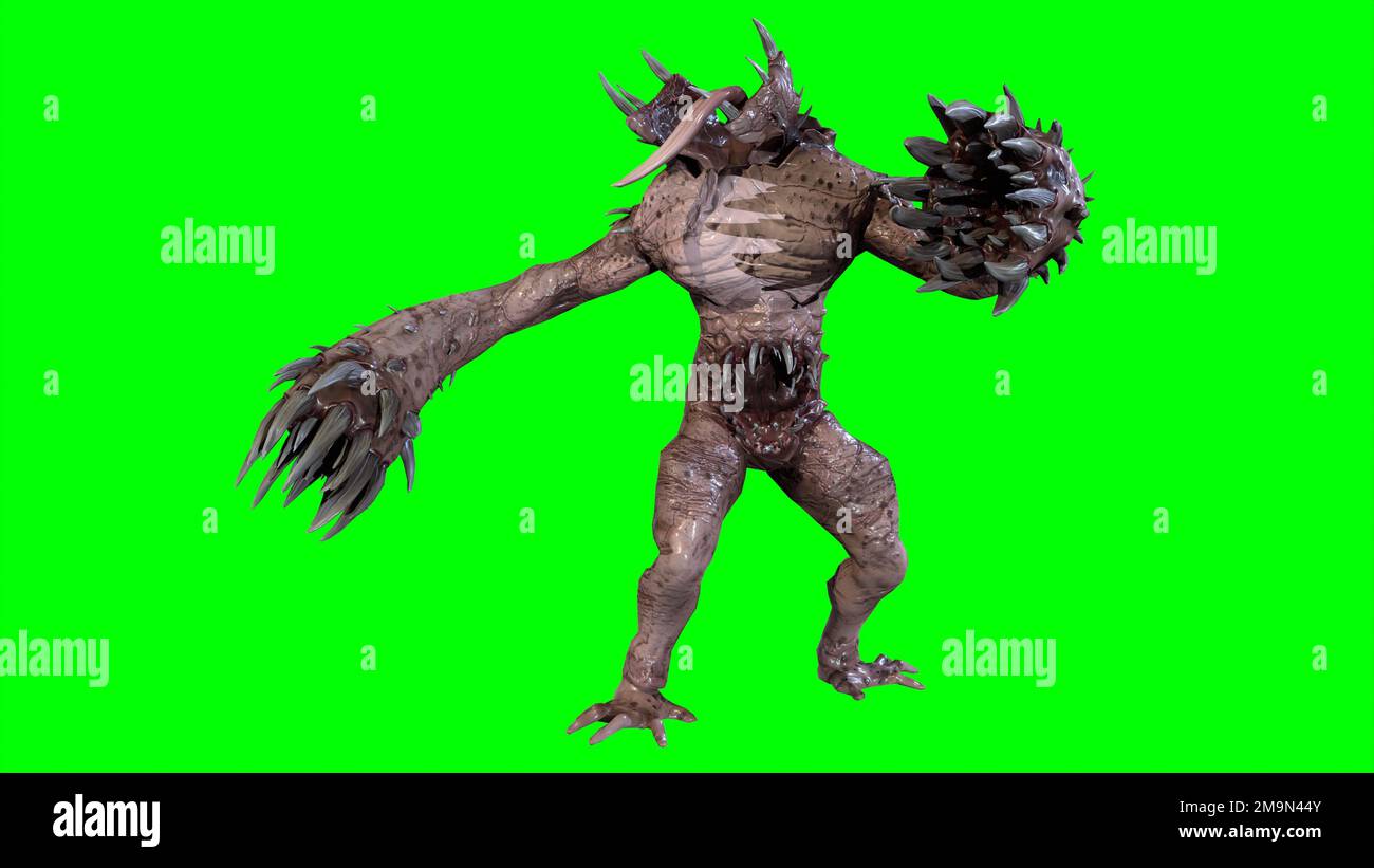 Mythical Mutant monster on chromakey background 3d render Stock Photo ...