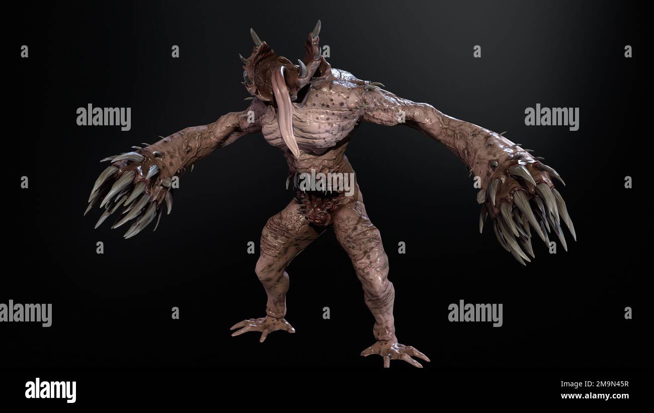 Mythical Mutant monster on chromakey background 3d render Stock Photo ...