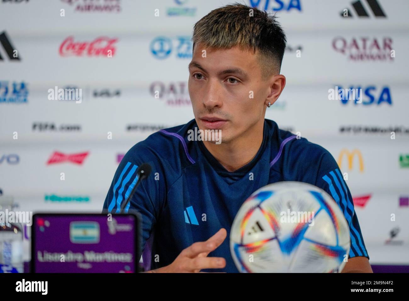 Argentina's Lisandro Martinez attends a press conference on the eve of ...
