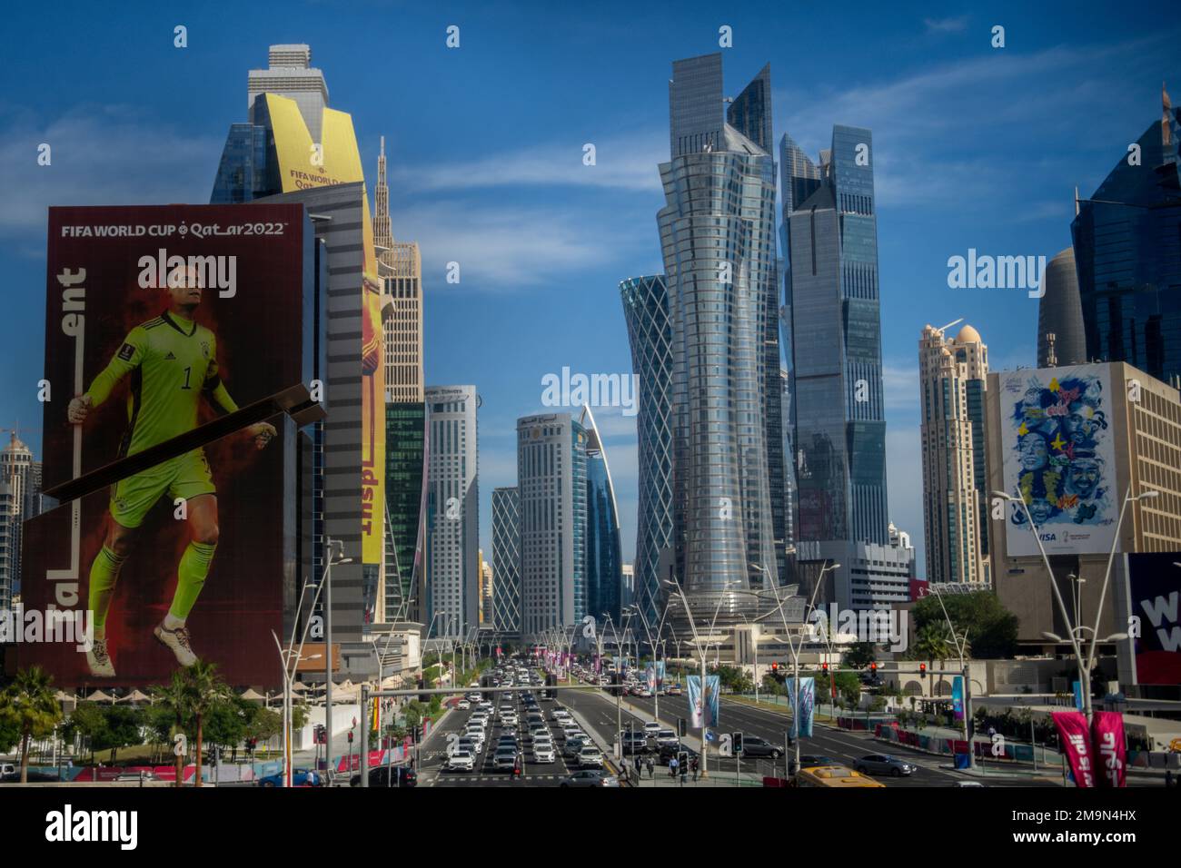 Cars queue in a traffic jam in Doha, Qatar, Tuesday, Nov. 29, 2022. (AP ...