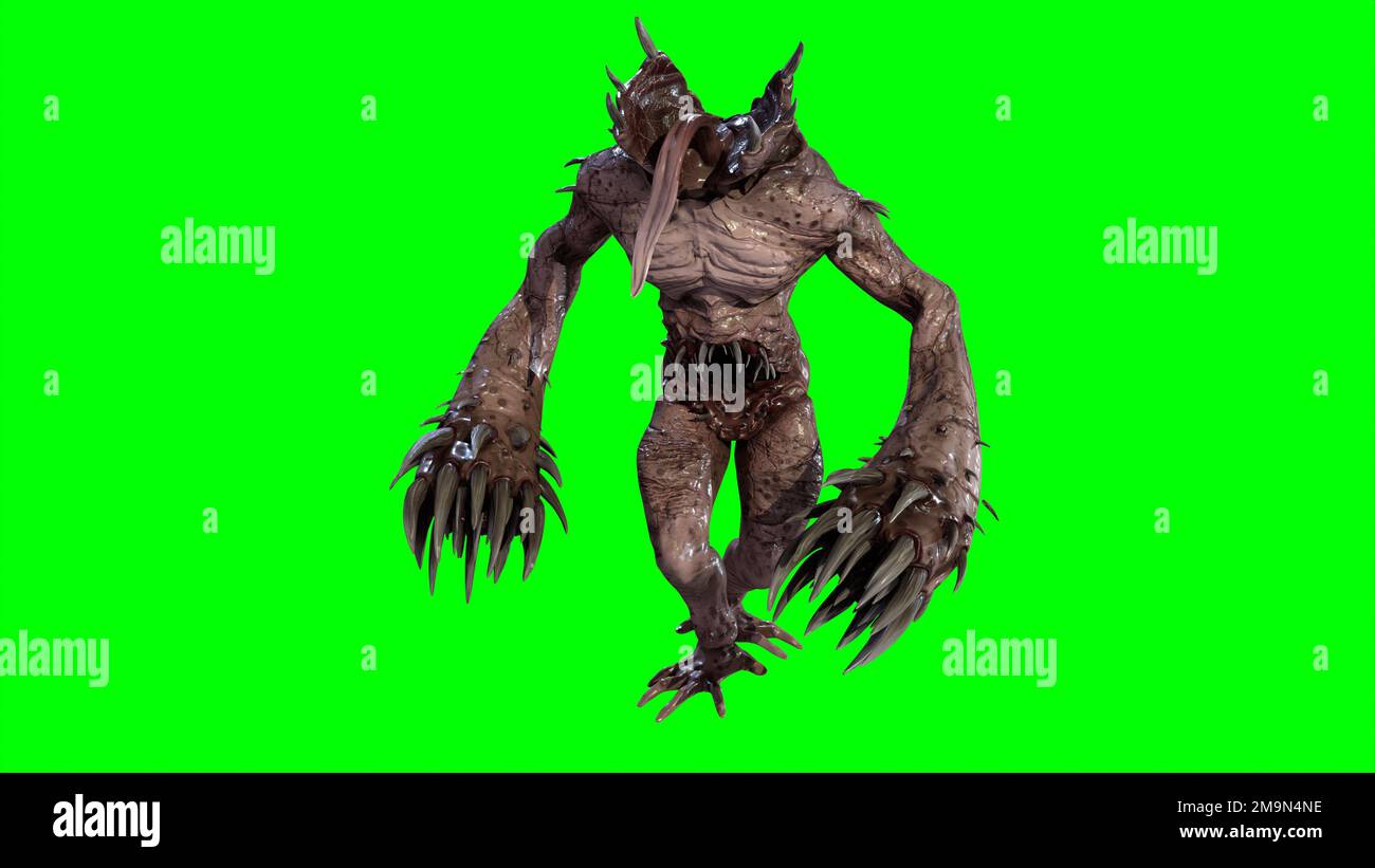 Mythical Mutant monster on chromakey background 3d render Stock Photo ...