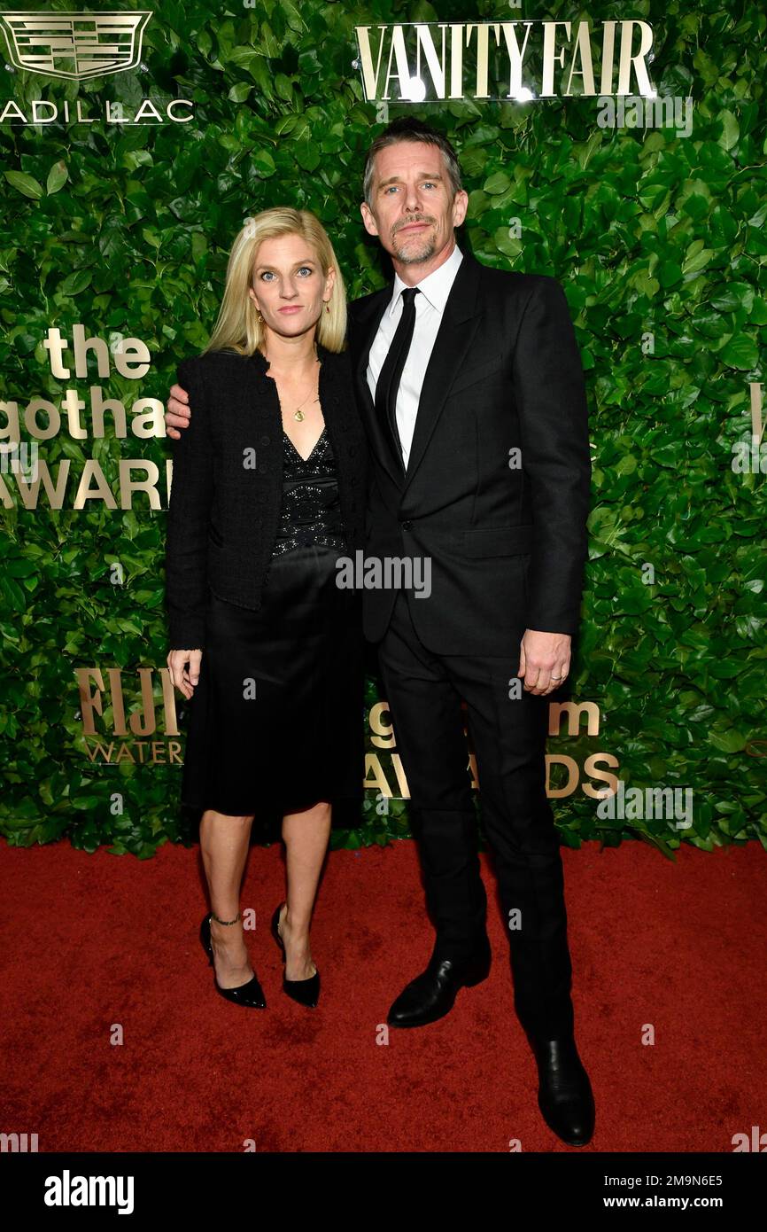 Ethan Hawke, right, and wife Ryan Hawke attend the Gotham Independent ...