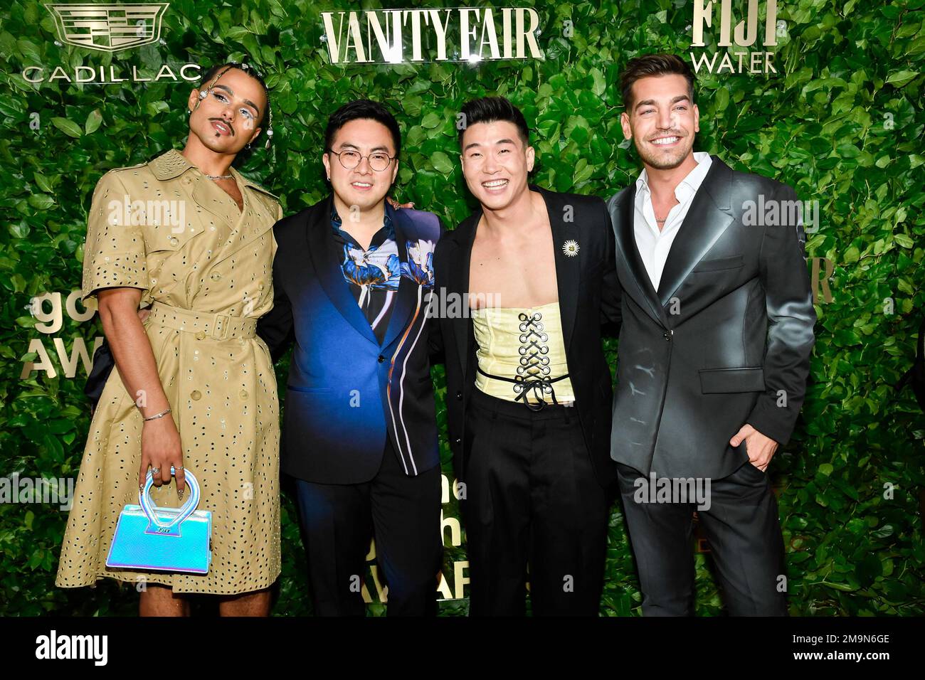 Tomas Matos, left, Bowen Yang, Joel Kim Booster and Matt Rogers attend ...