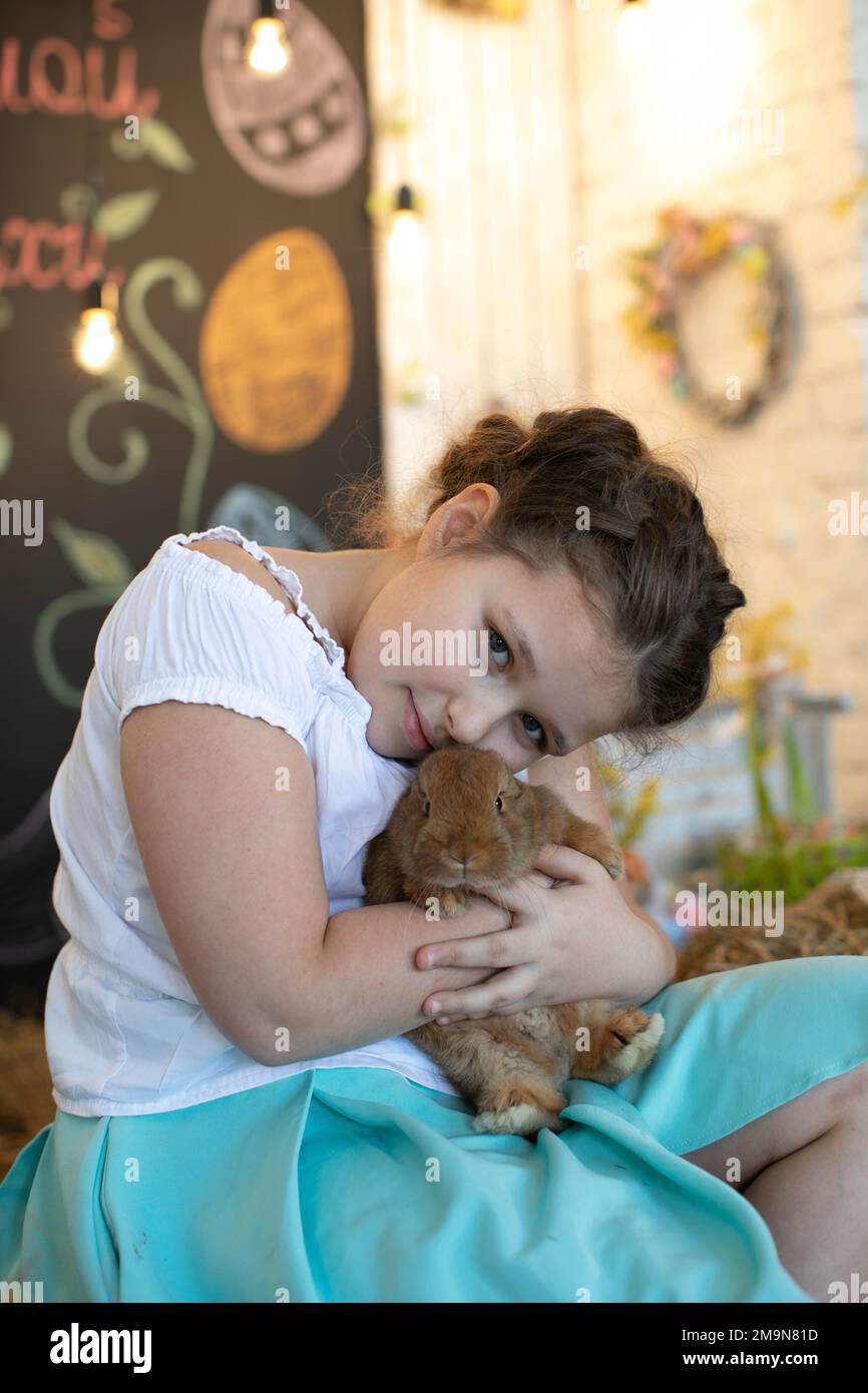 Holidays, spring, Easter.Portrait of girls Stock Photo - Alamy