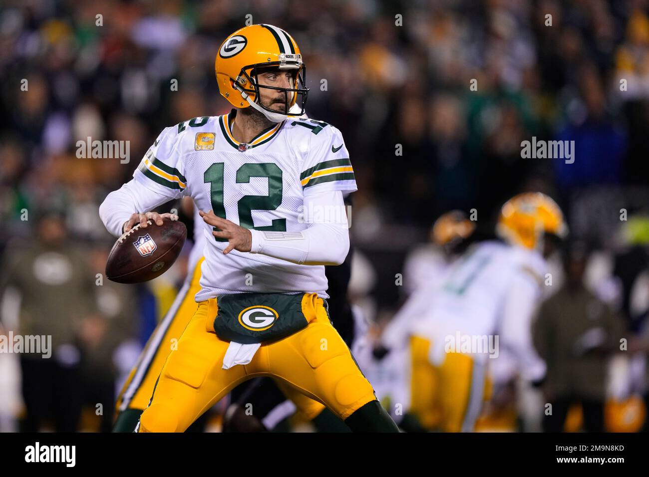 Green Bay Packers' Aaron Rodgers plays during an NFL football game ...