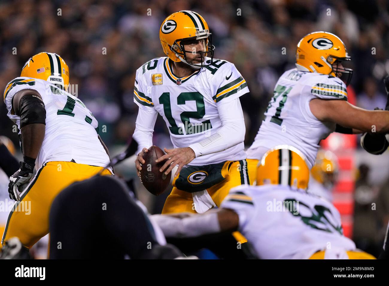 Green Bay Packers' Aaron Rodgers plays during an NFL football game ...