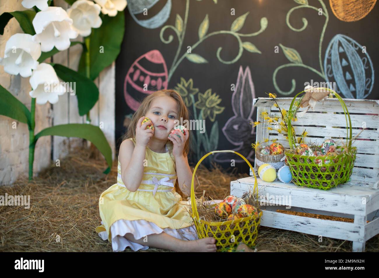 Holidays, spring, Easter.Portrait of girls Stock Photo - Alamy