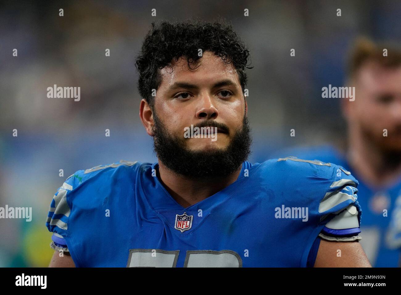 Detroit Lions guard Jonah Jackson (73) watches against the Green Bay ...