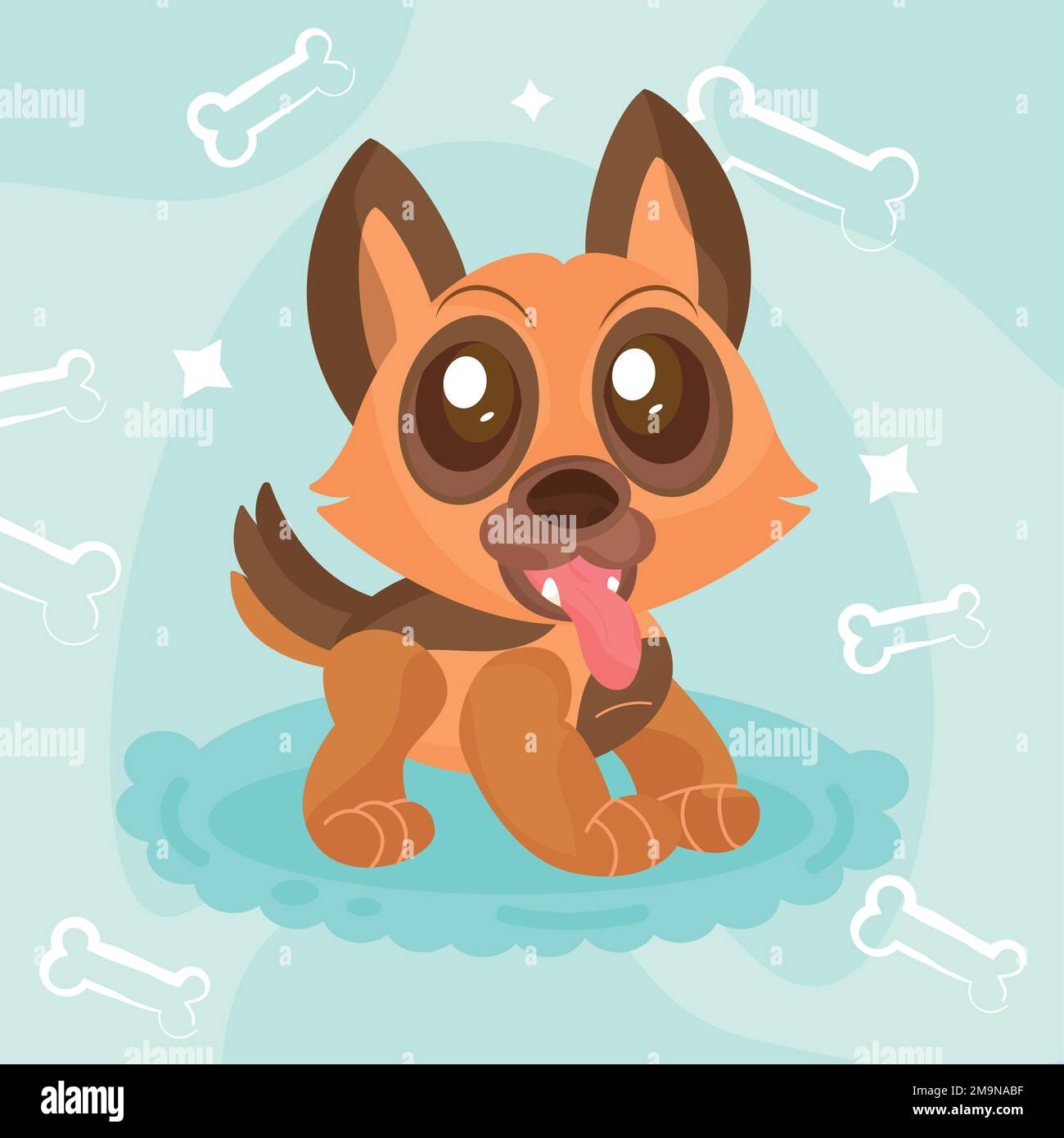 Isolated cute german shepherd dog cartoon character Vector Stock Vector ...