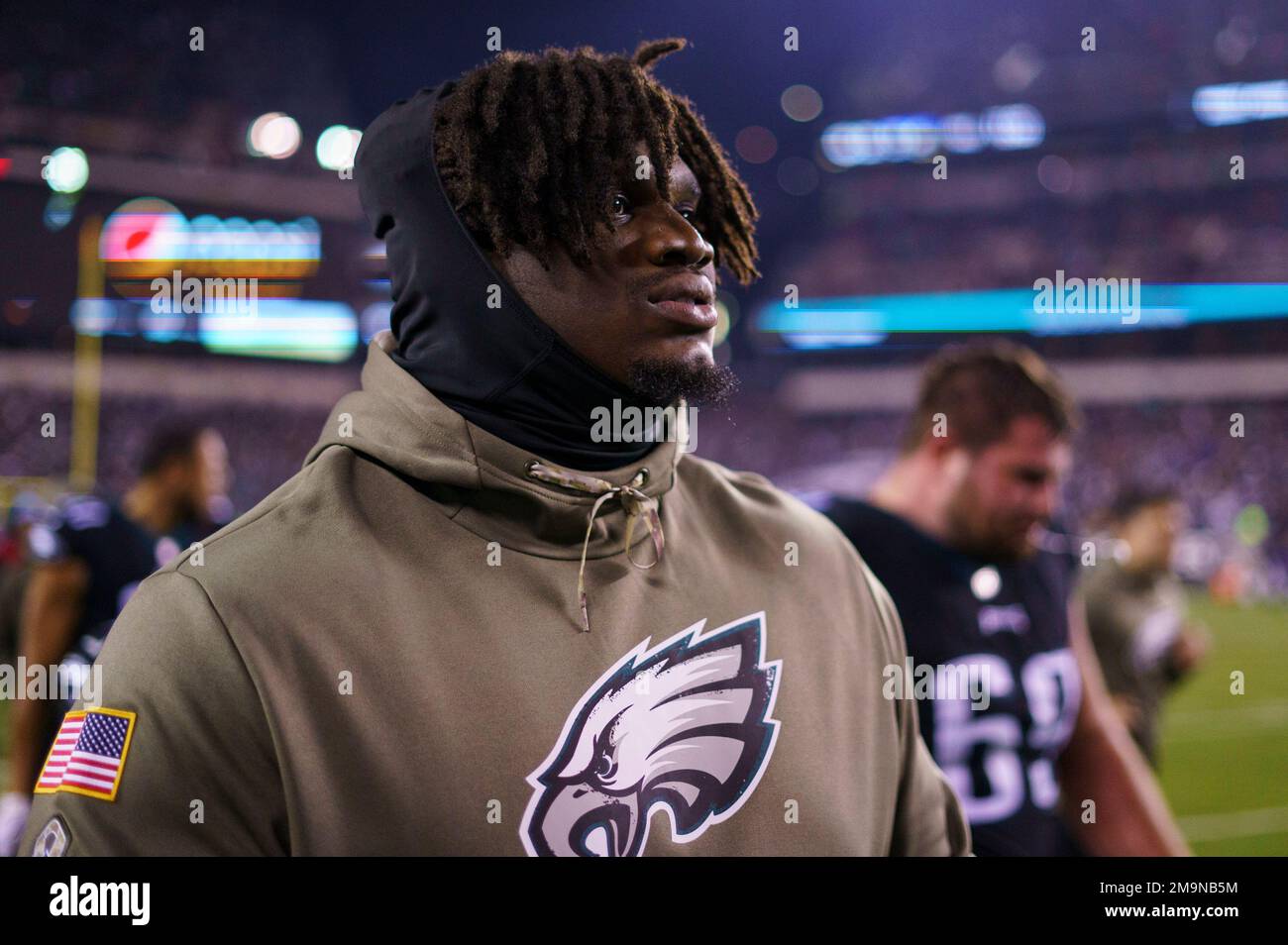 Philadelphia Eagles' Jordan Davis looks on during the NFL football game ...