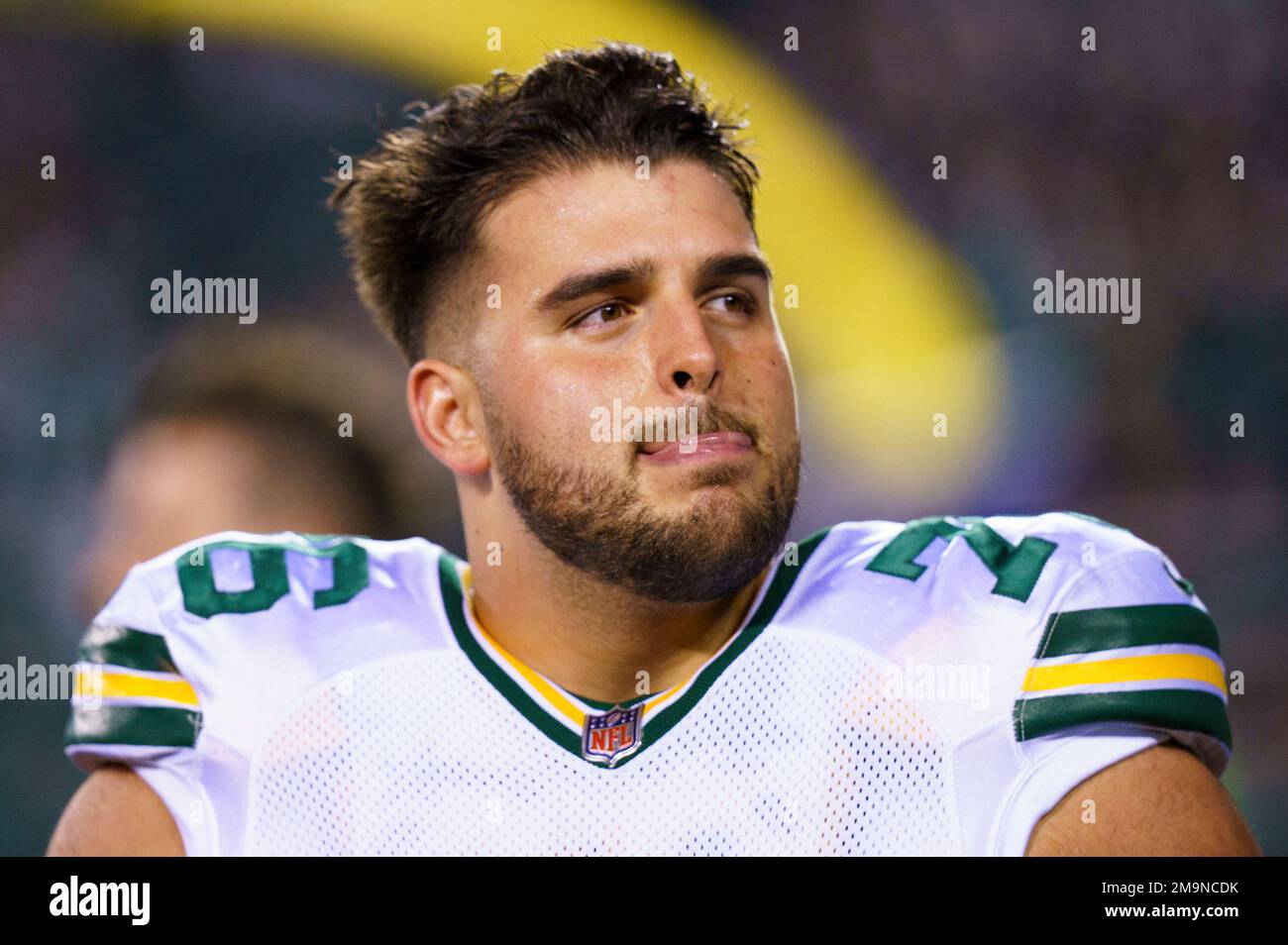 Green Bay Packers guard Jon Runyan (76) looks on prior to the NFL ...