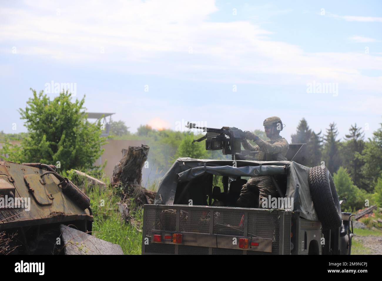 LEST, Slovakia - Adam Lindovsky, a soldier from the Czech Army provides ...