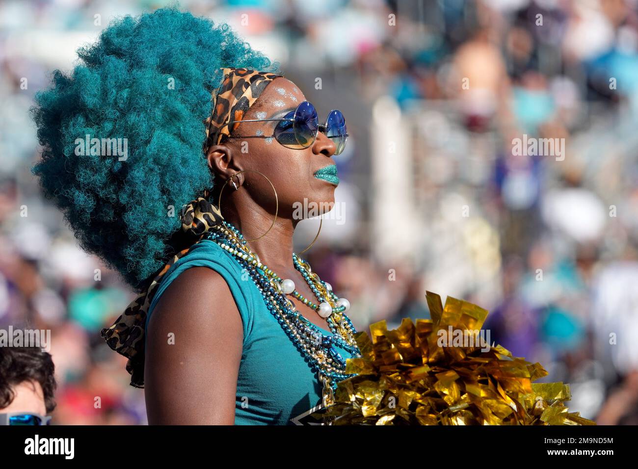 A Jacksonville Jaguars fan watches play during the second half of an ...