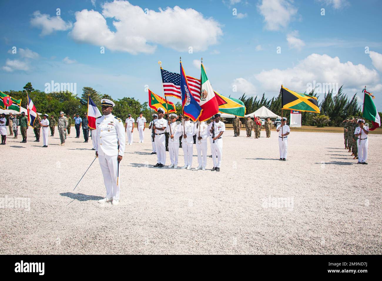 Members of Belize Defence Force and participating nations parade during ...