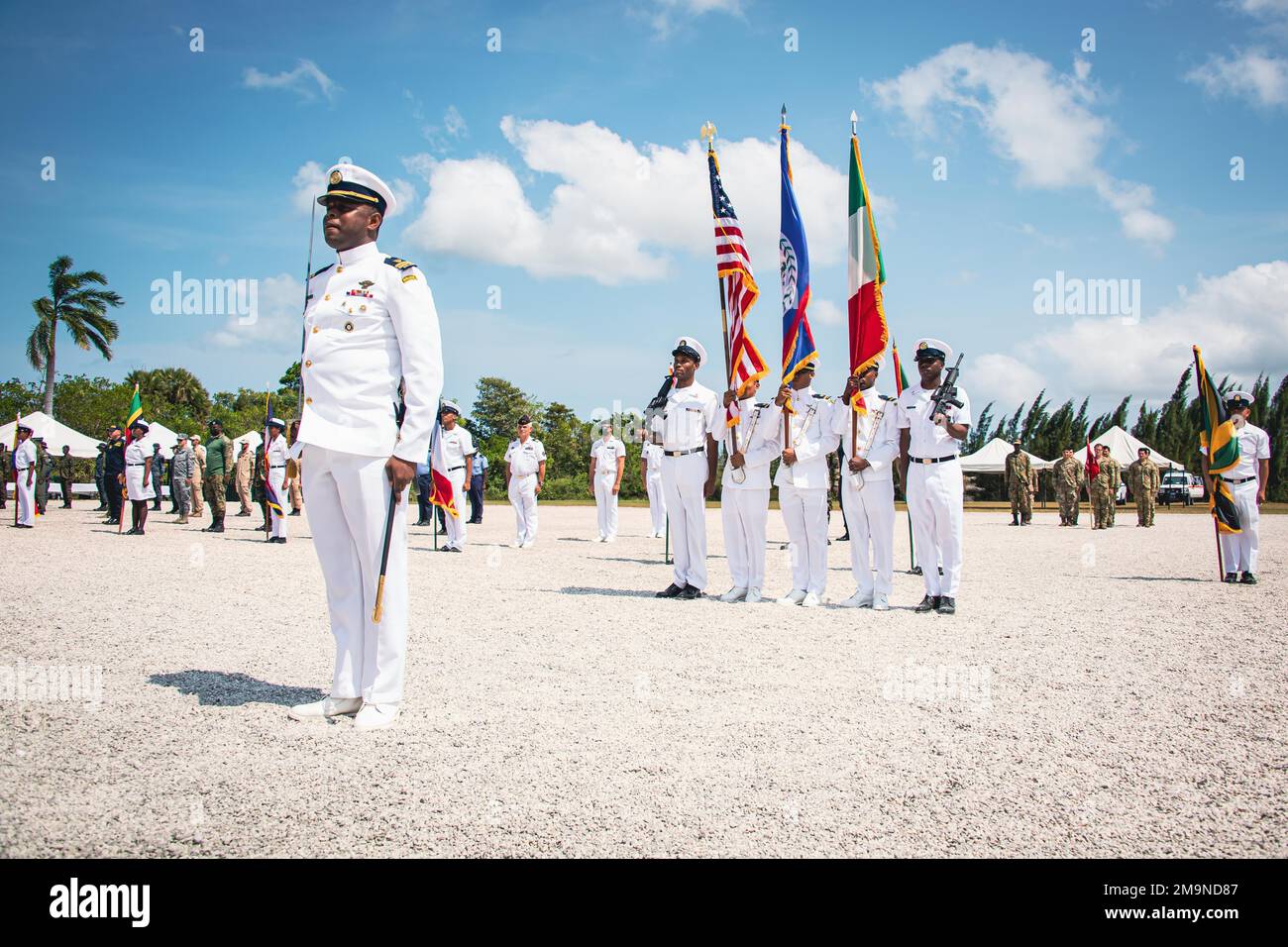 Members of Belize Defence Force and participating nations parade during ...