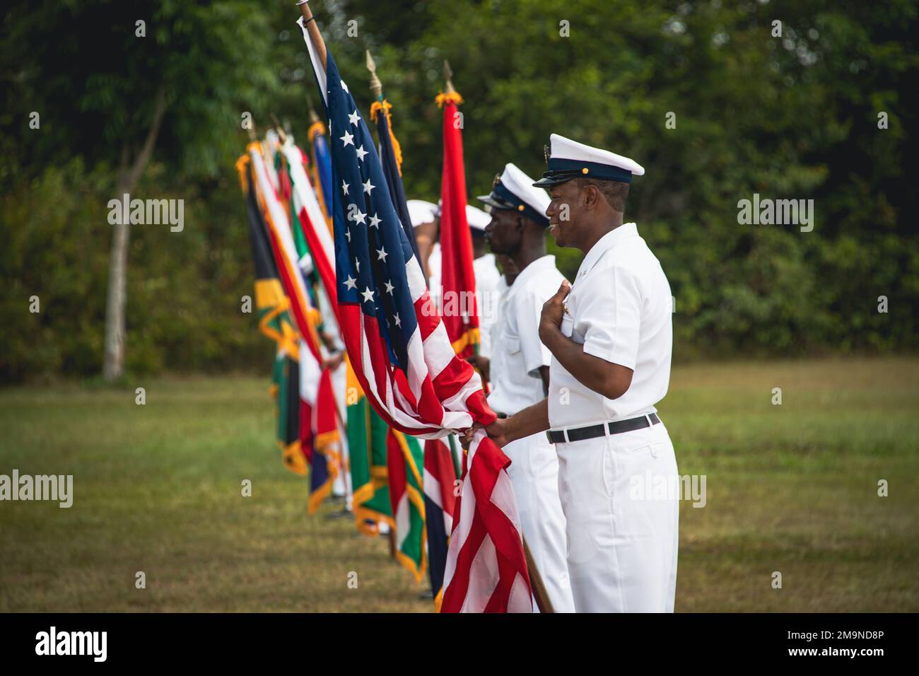 Members of Belize Defence Force and participating nations parade during ...