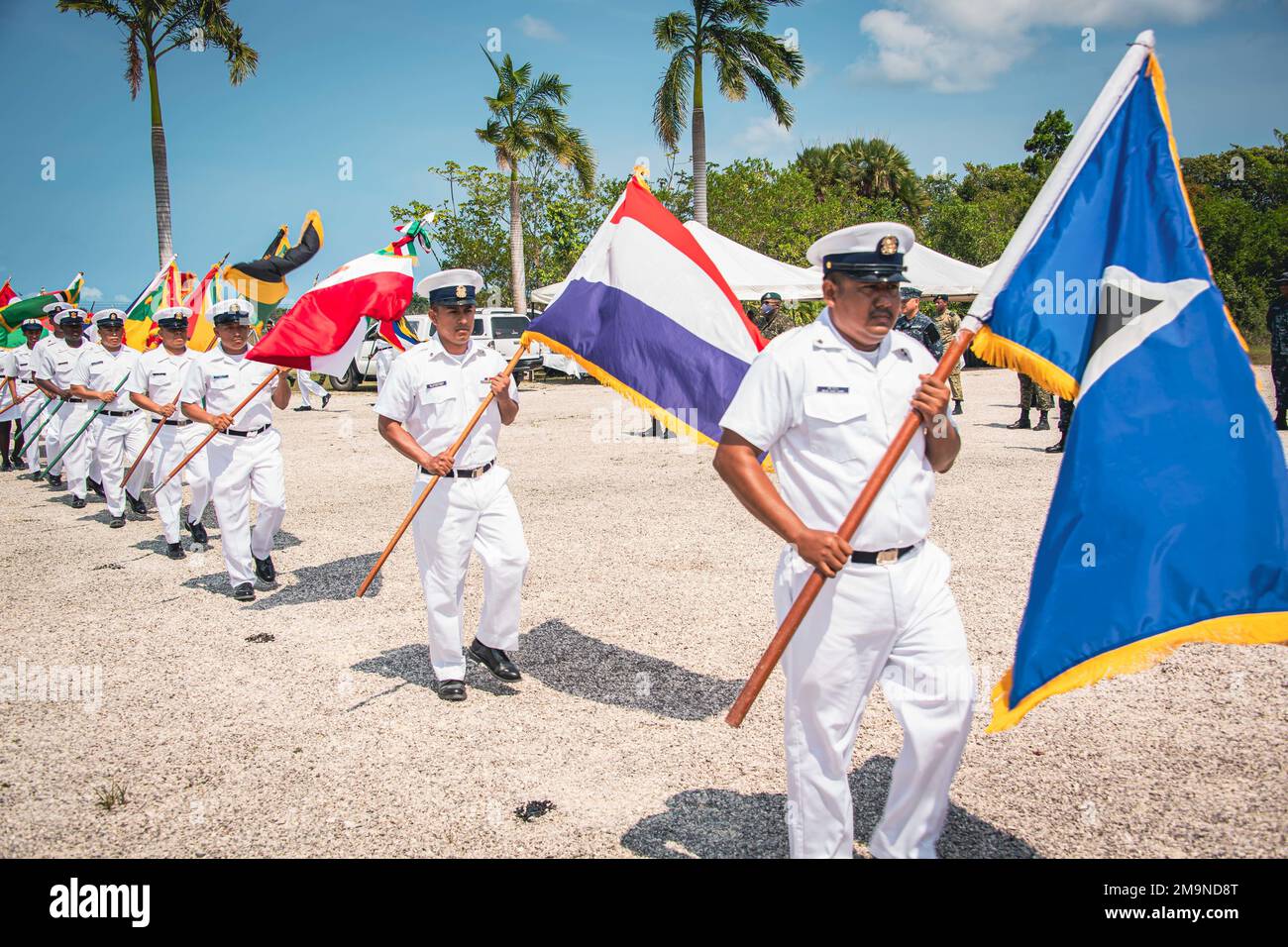 Members of Belize Defence Force and participating nations parade during ...