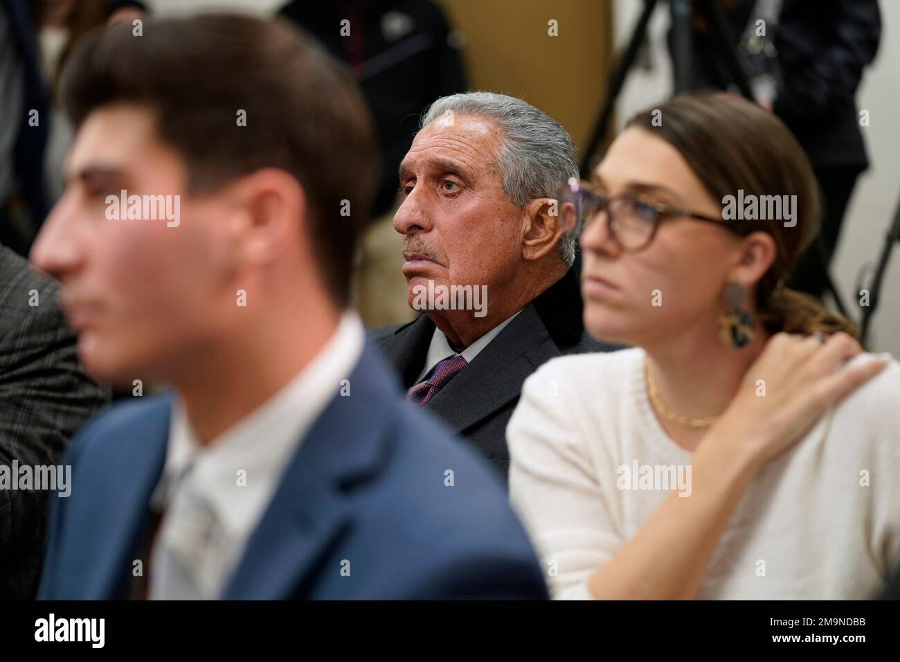 Atlanta Falcons owner Arthur Blank sits in a news conference with ...