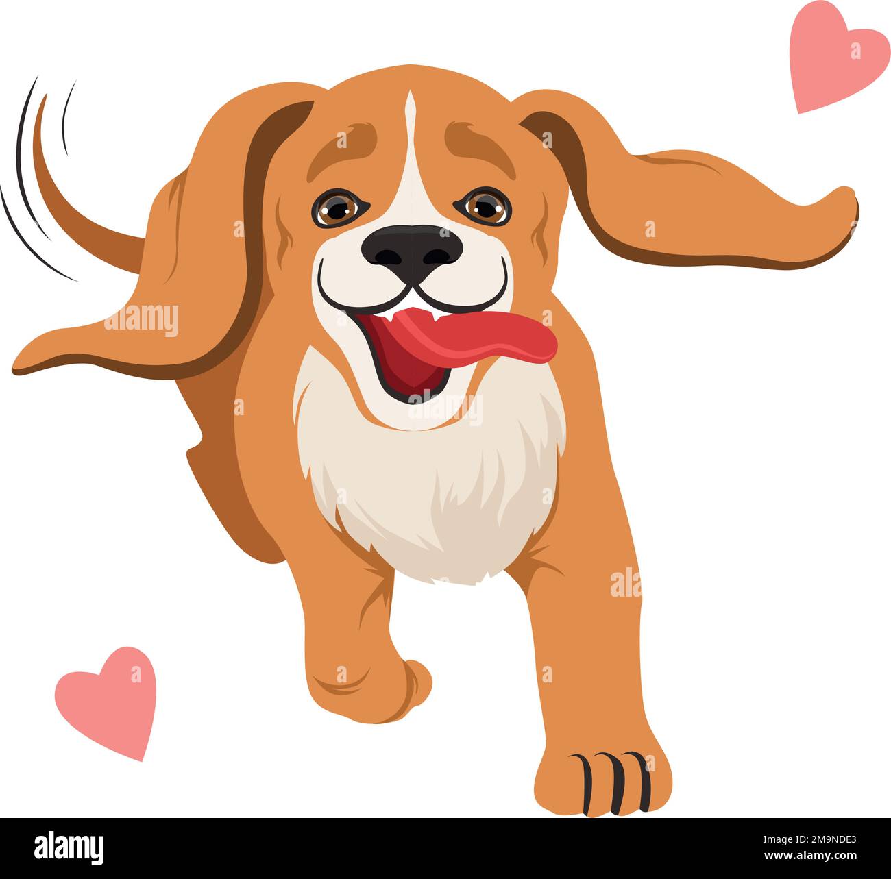 Happy dog running. Cartoon loving beagle pet Stock Vector Image & Art ...