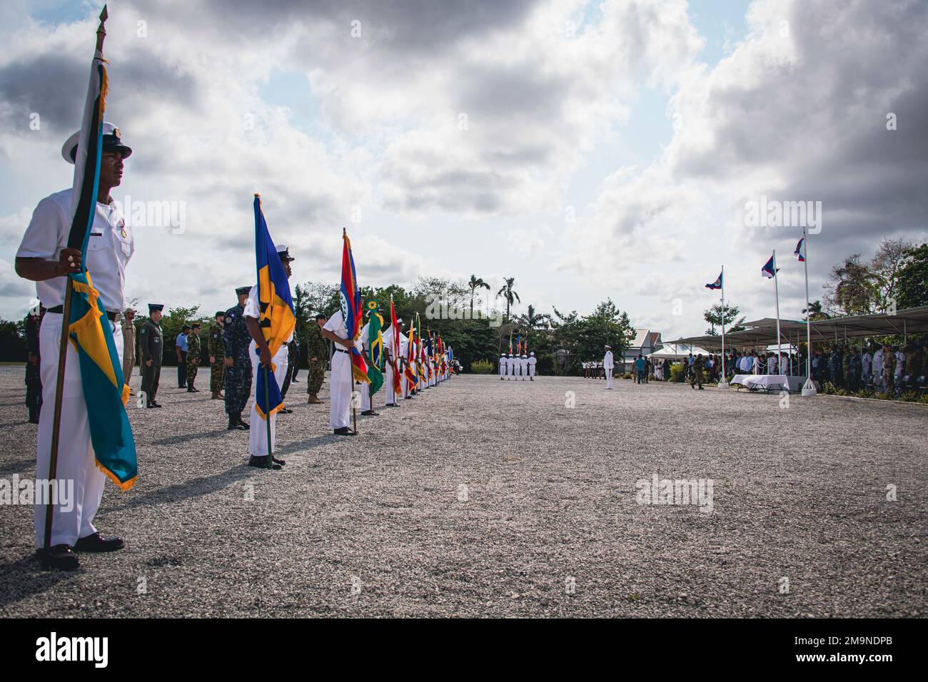 Members of Belize Defence Force and participating nations parade during ...