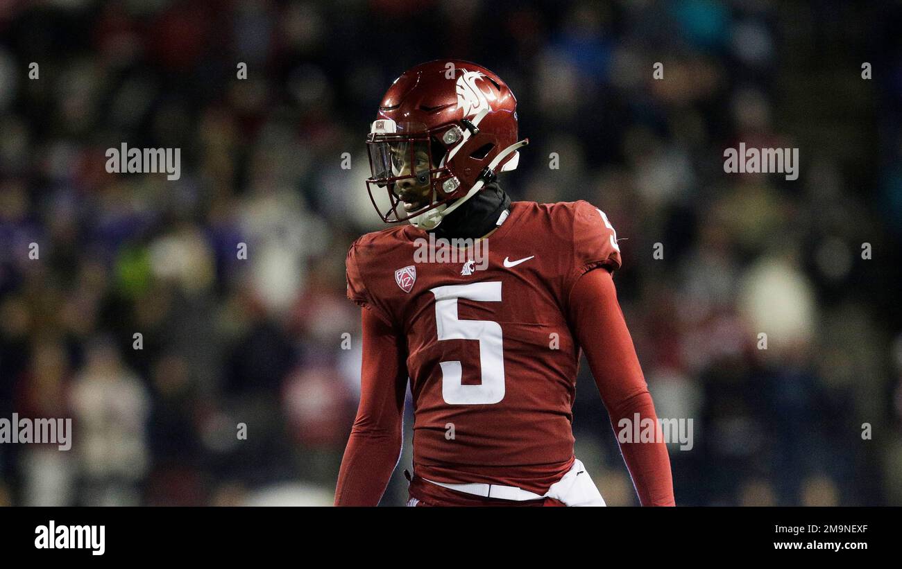 Washington State defensive back Derrick Langford Jr. stands on the ...