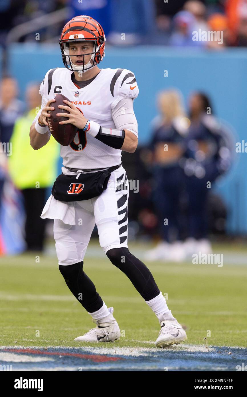 Cincinnati quarterback Joe Burrow (9) drops back to pass during their ...