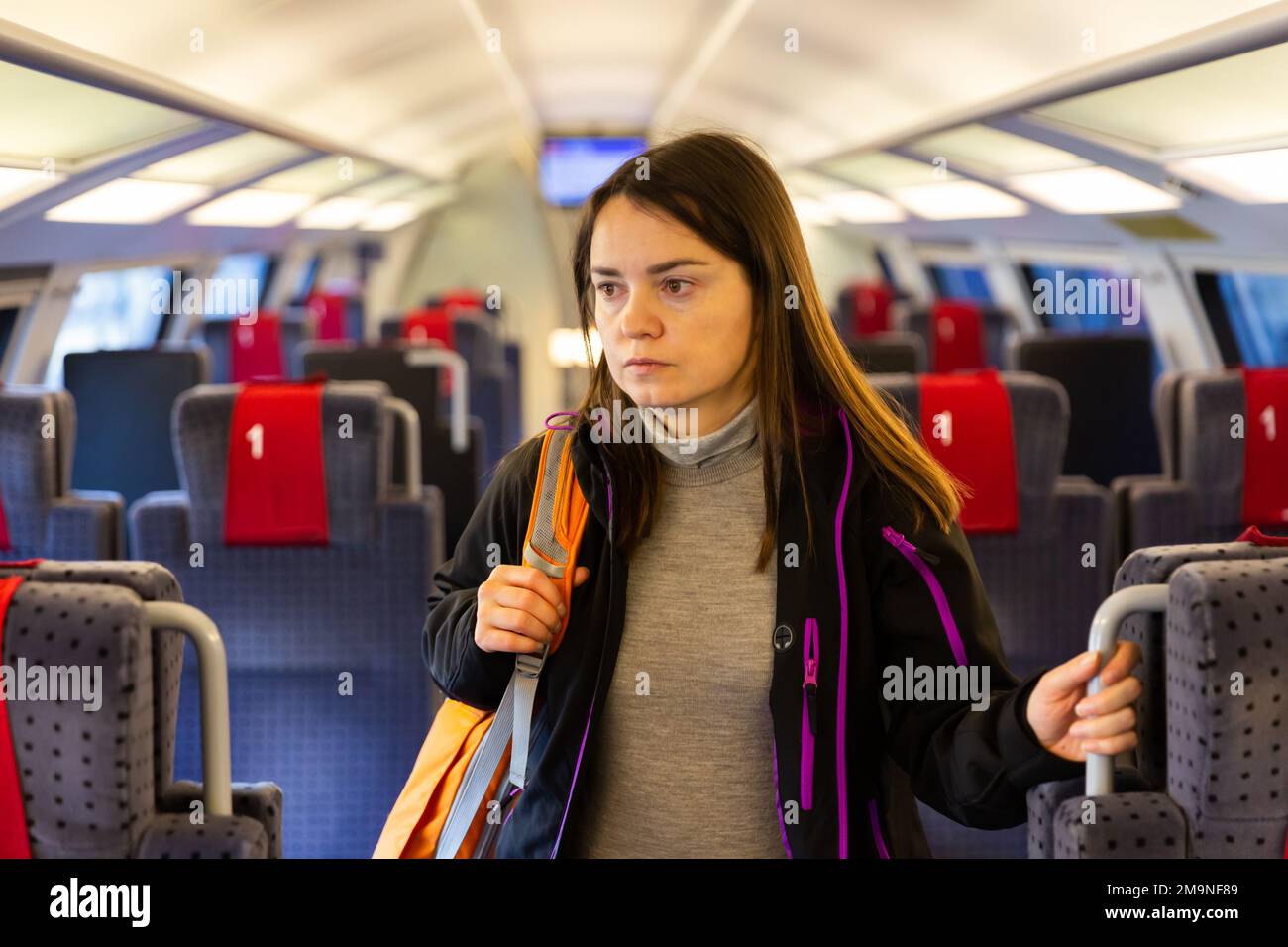Passenger train standing aisle hi-res stock photography and images - Alamy