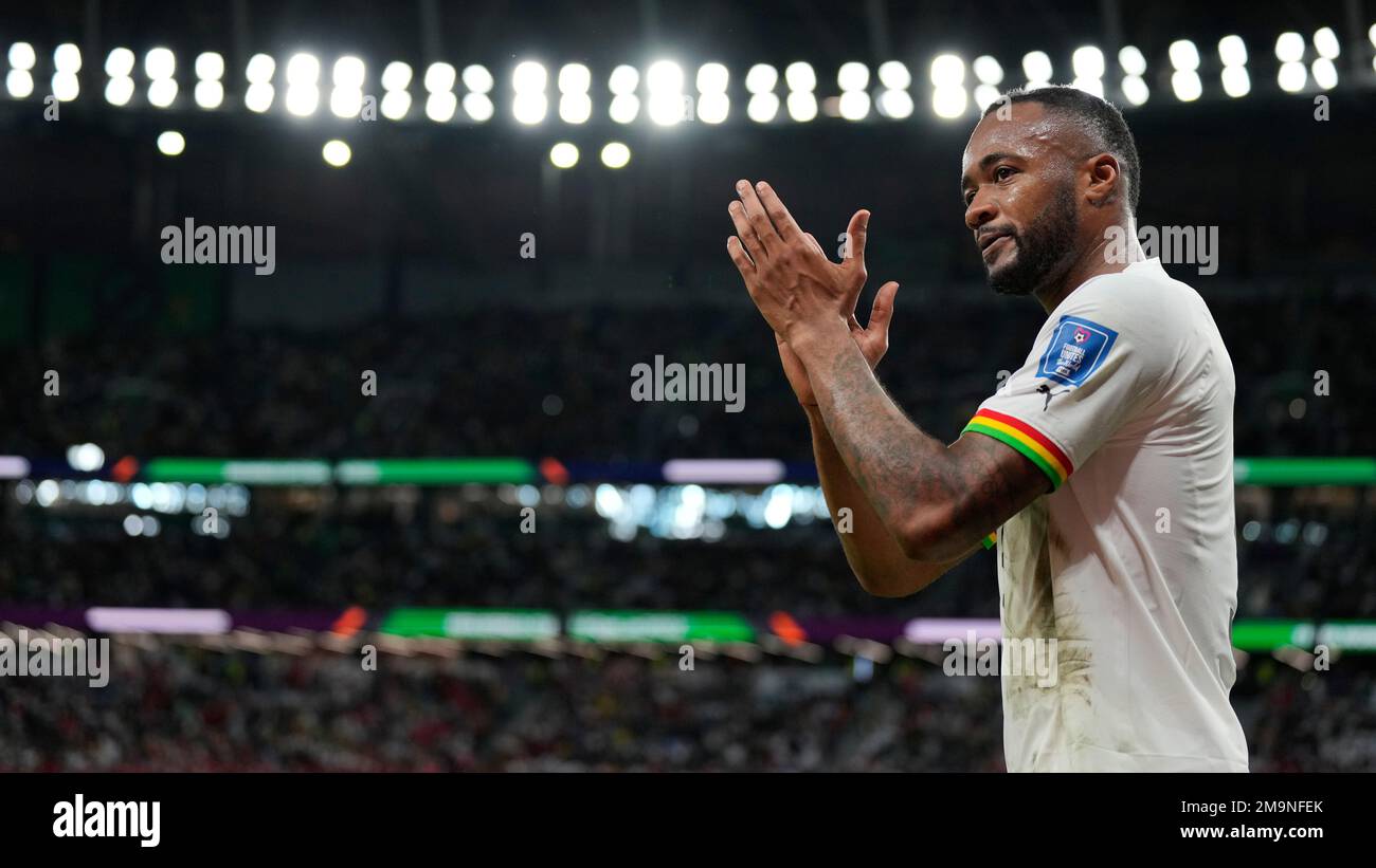 Ghana's Jordan Ayew walks off the pitch after a substitution during the ...