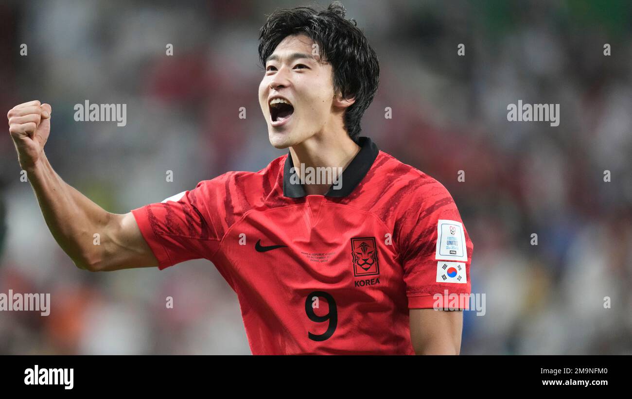 South Korea's Cho Gue-sung celebrates after scoring his side's second ...