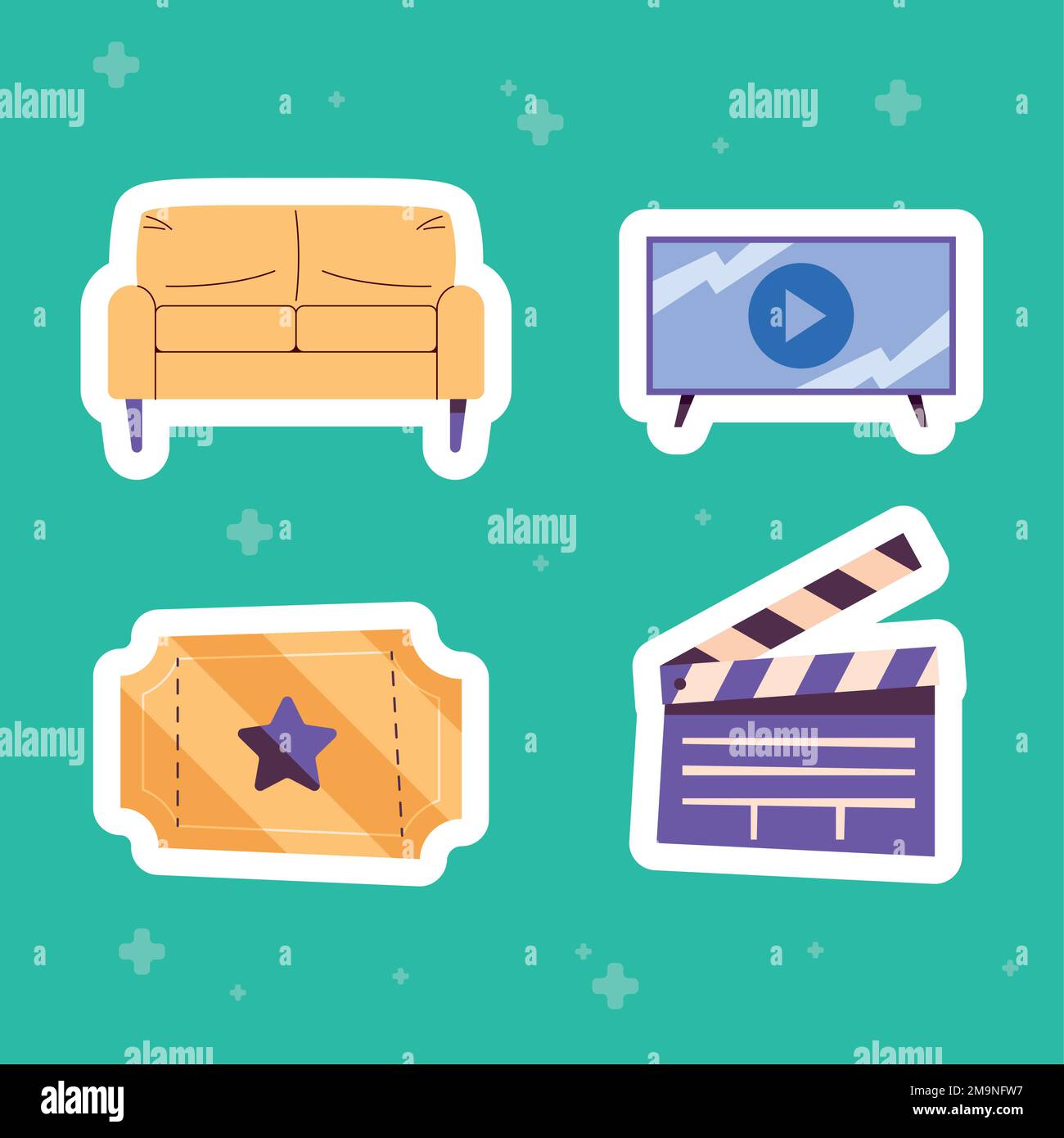 clapperboard and cinema set icons Stock Vector Image & Art - Alamy