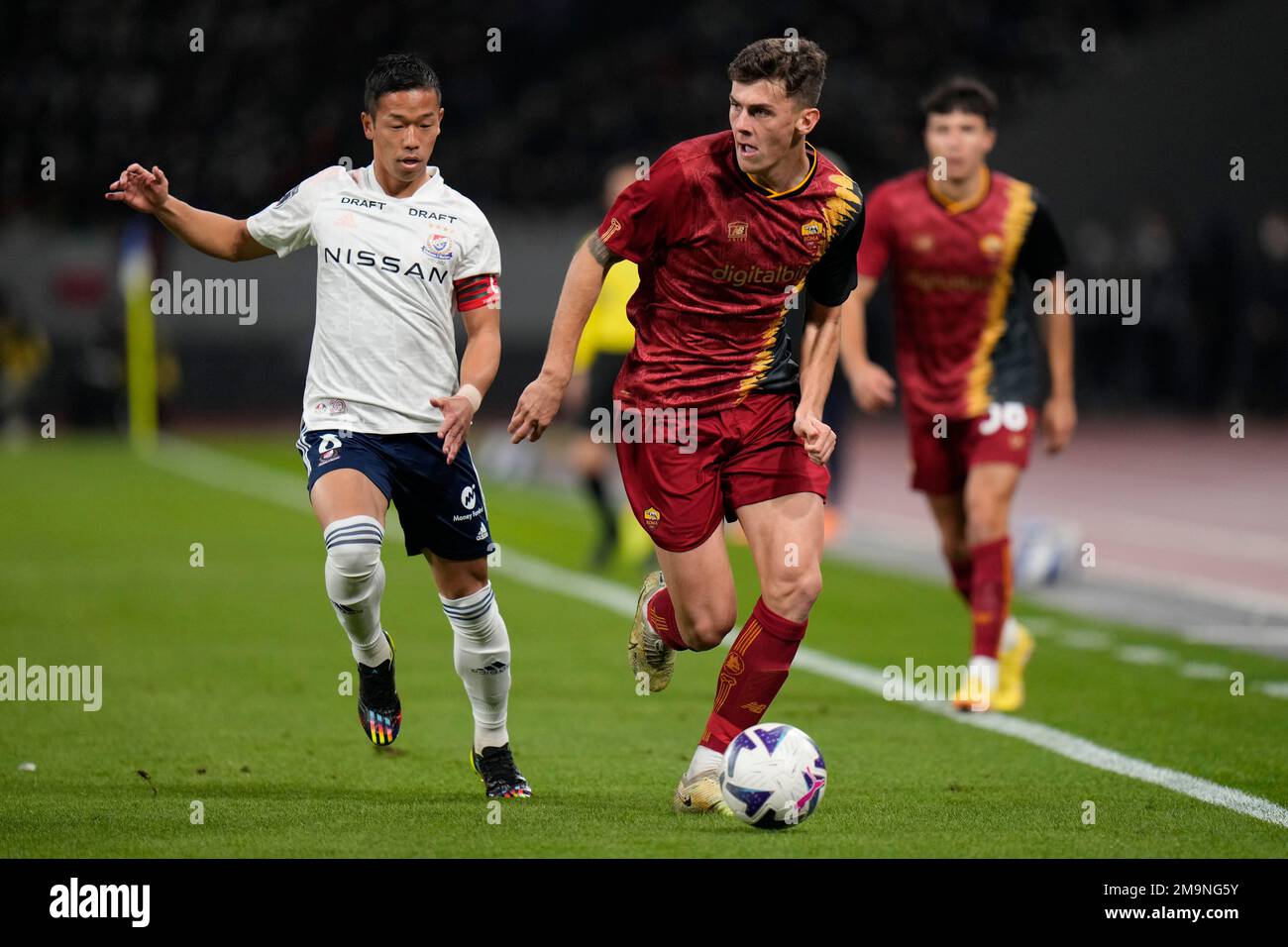 Benjamin Tahirovic, center, of Roma and Takuya Kida of Yokohama F ...