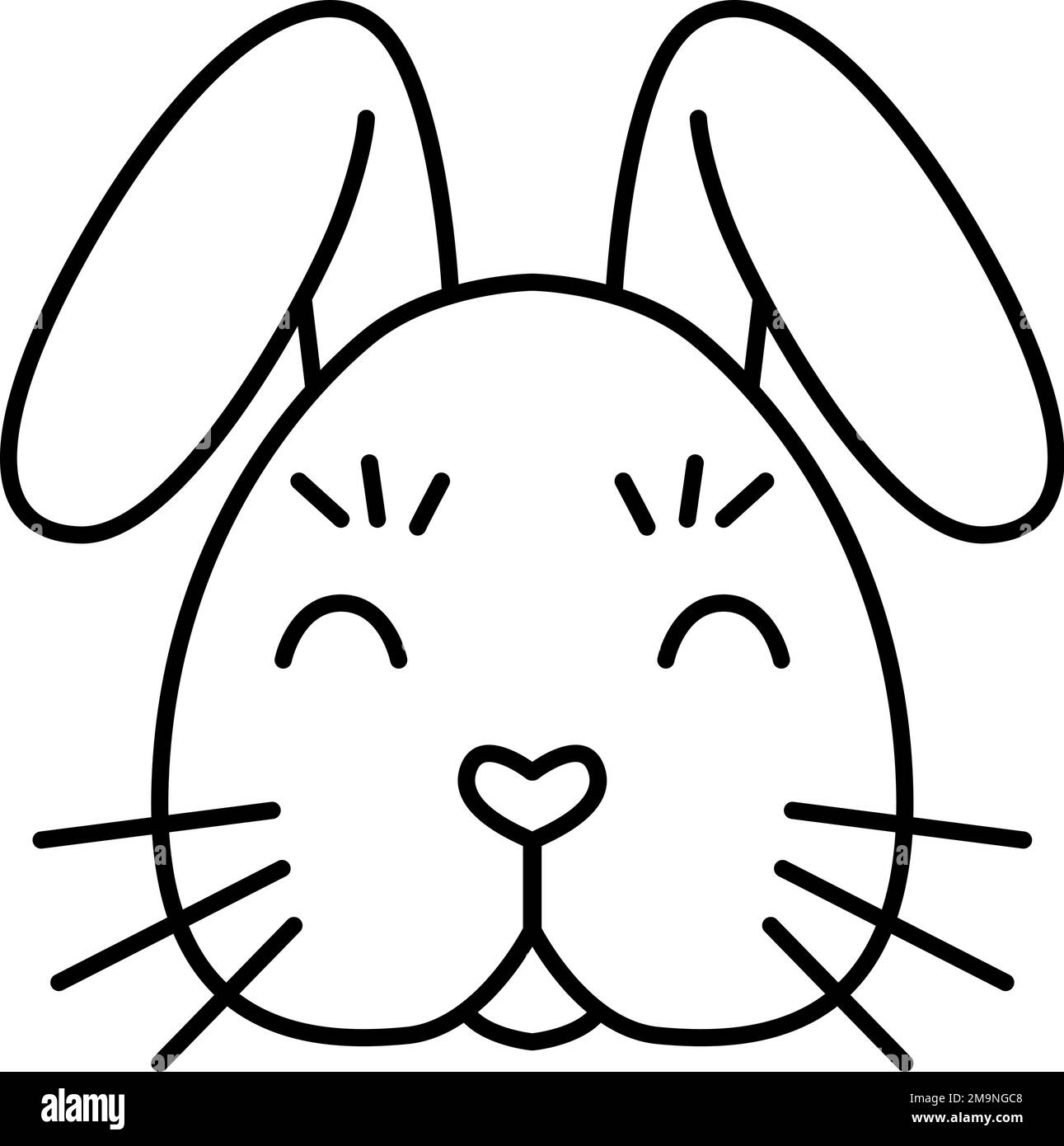 Bunny face. Cute rabbit head. Animal black line icon Stock Vector Image ...