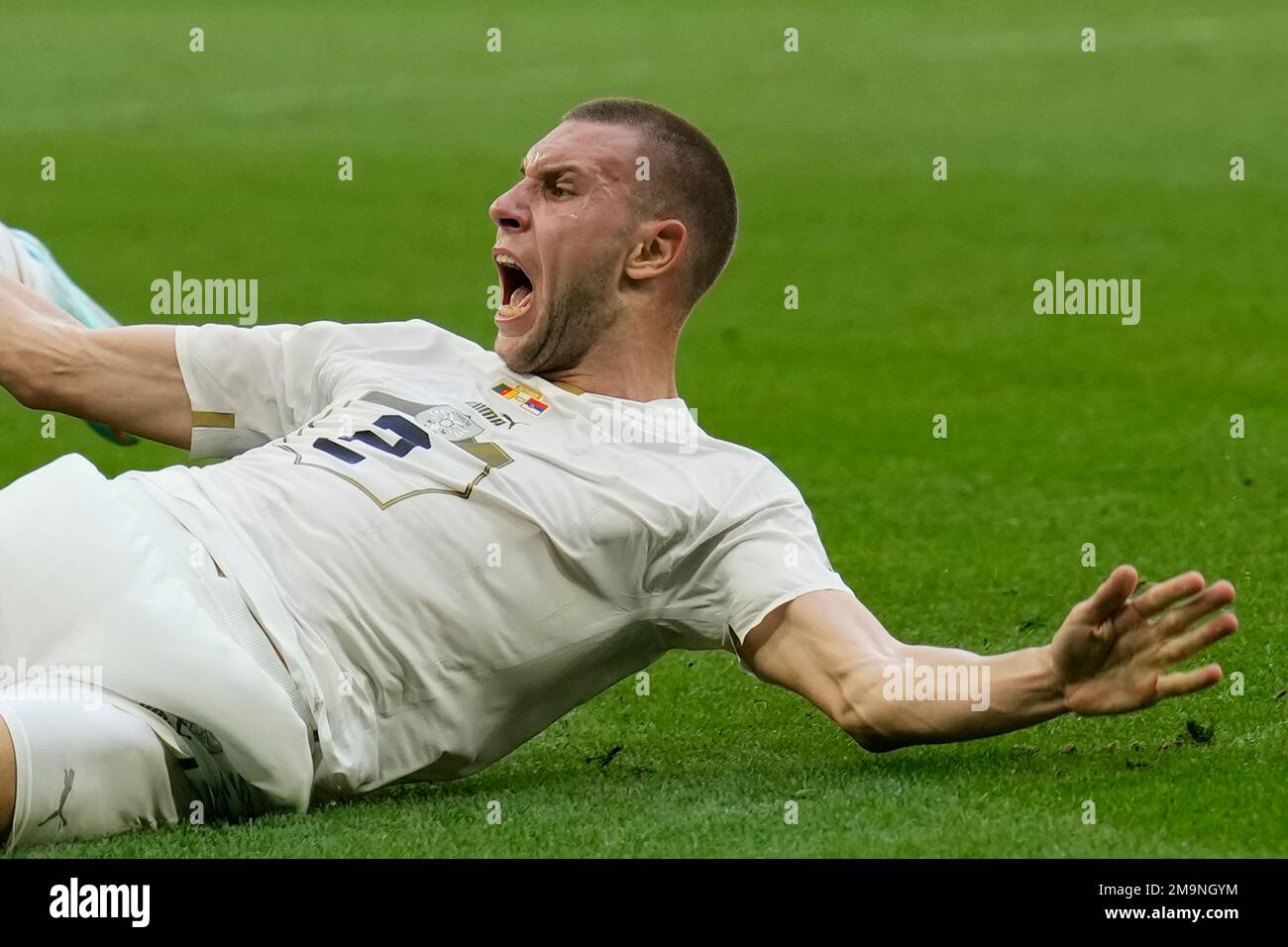 Serbia's Strahinja Pavlovic celebrates after scoring his side's opening ...
