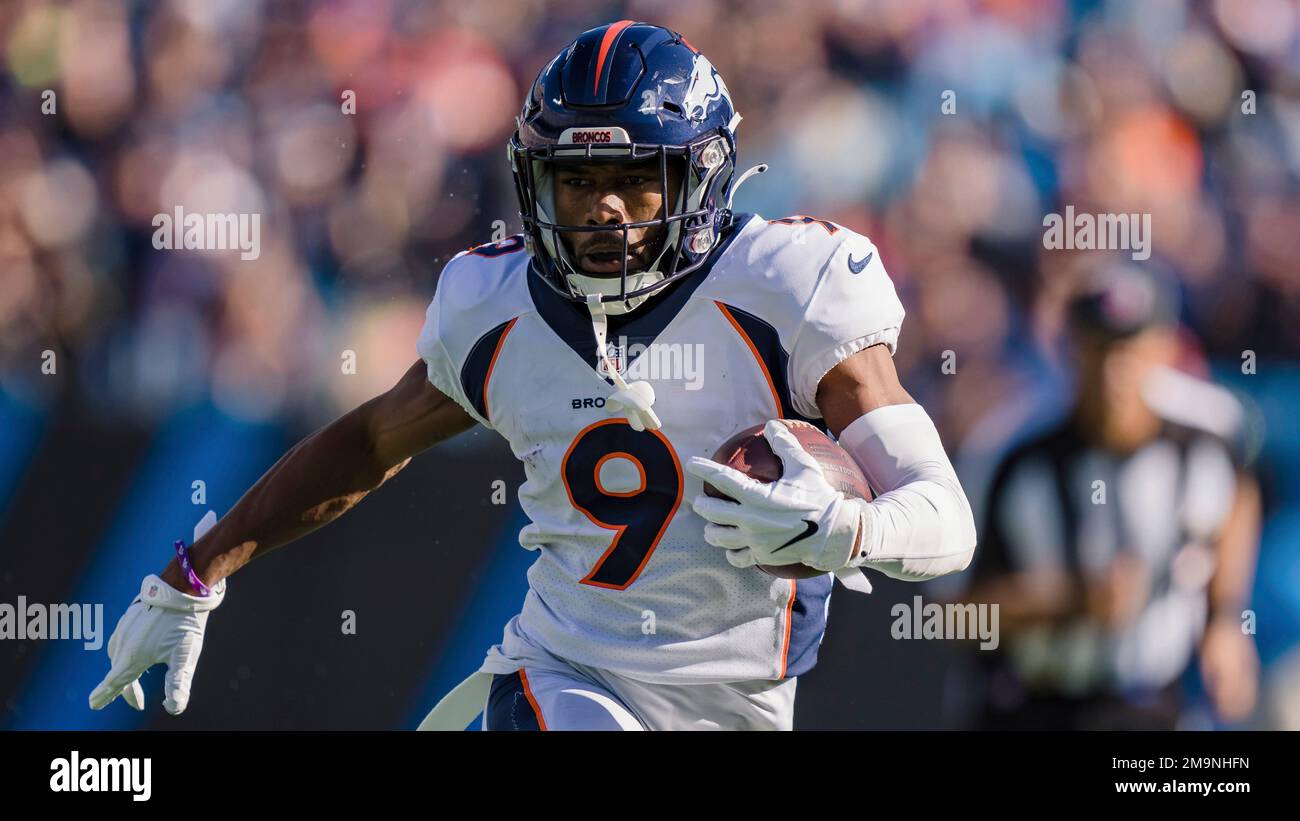 Denver Broncos wide receiver Kendall Hinton (9) plays during an NFL ...