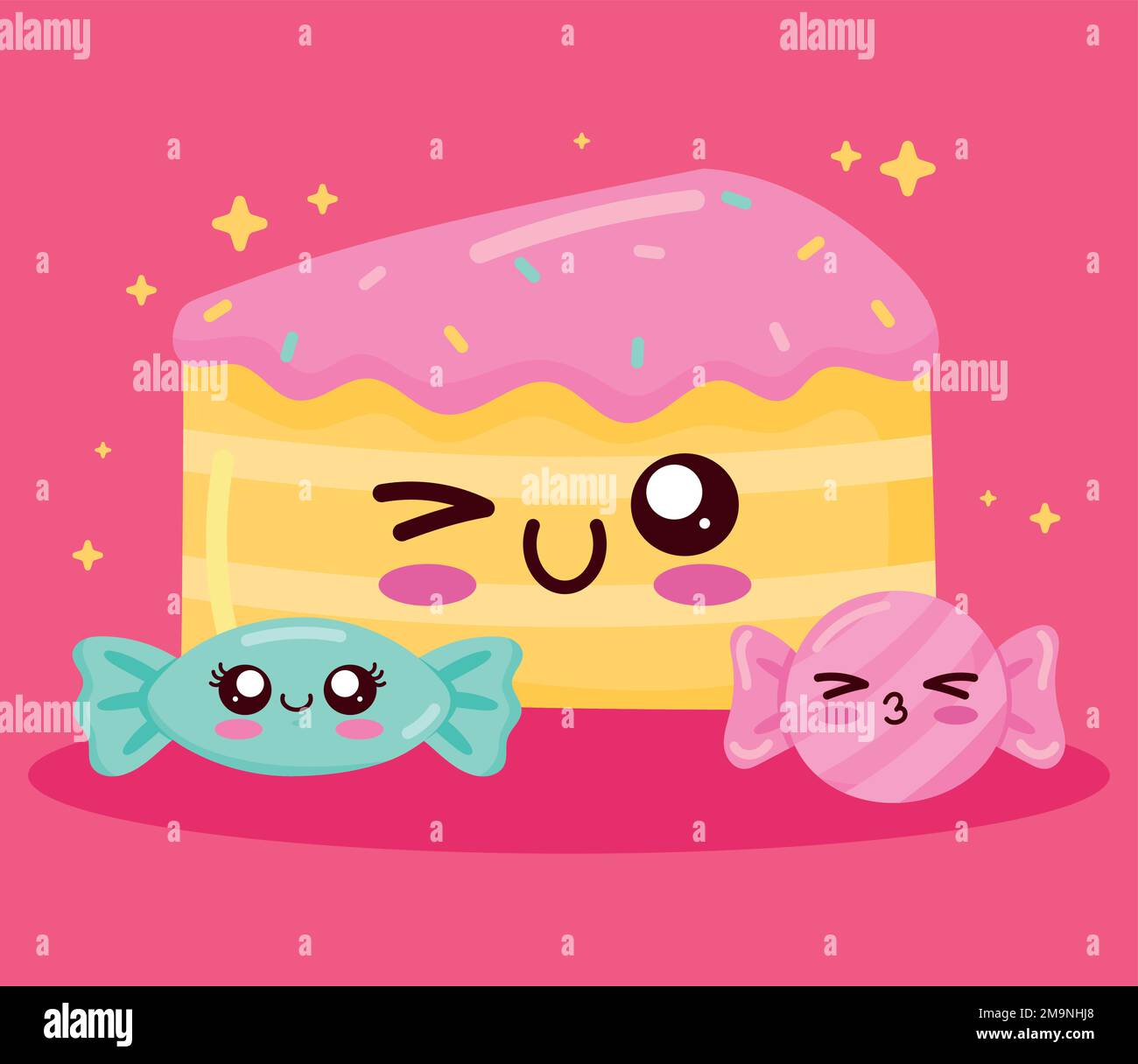 sweet cake and candies kawaii characters Stock Vector Image & Art - Alamy