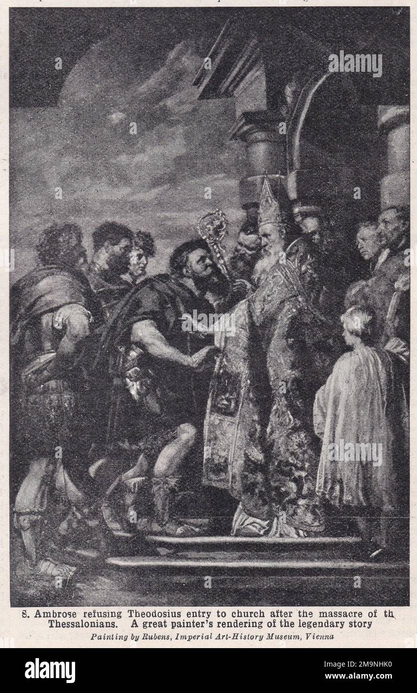 Ambrose refusing Theodosius entry to church after the massacre of the ...