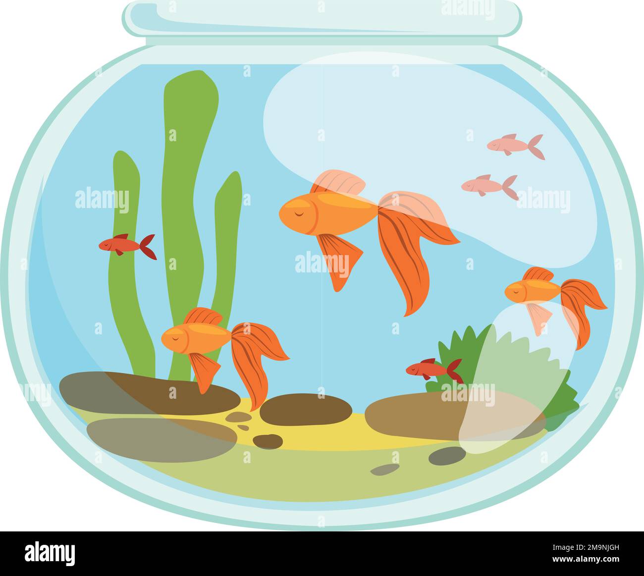 Aquarium with swimming fishes. Glass tank cartoon icon Stock Vector ...