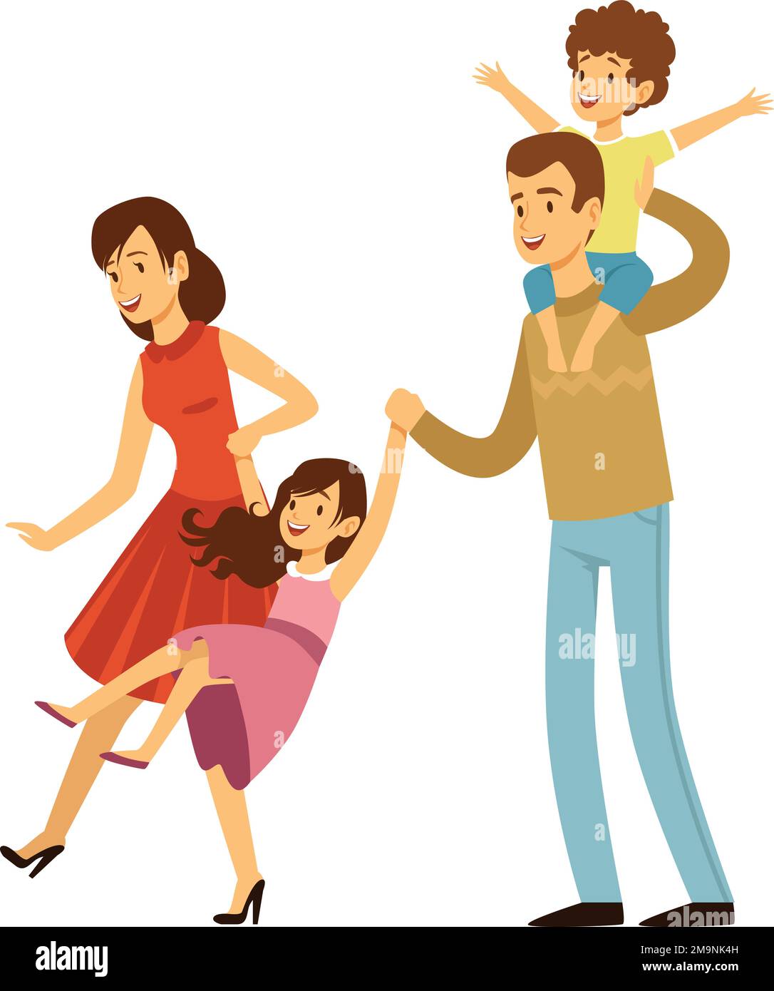 Happy family together. Boy and girl laughing with parents Stock Vector ...