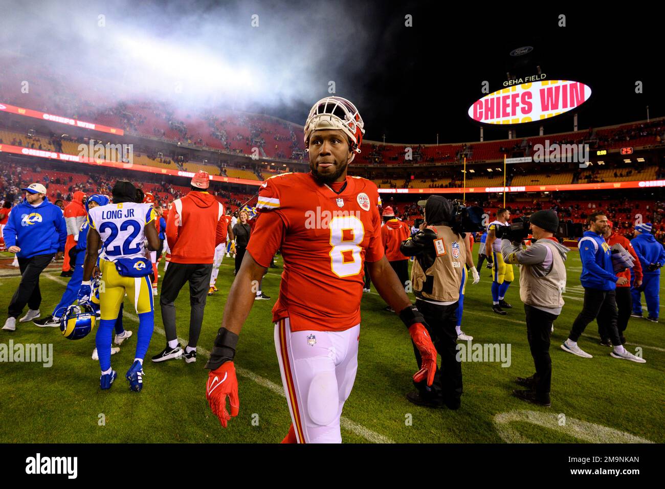 Kansas City Chiefs defensive end Carlos Dunlap leaves the field after ...