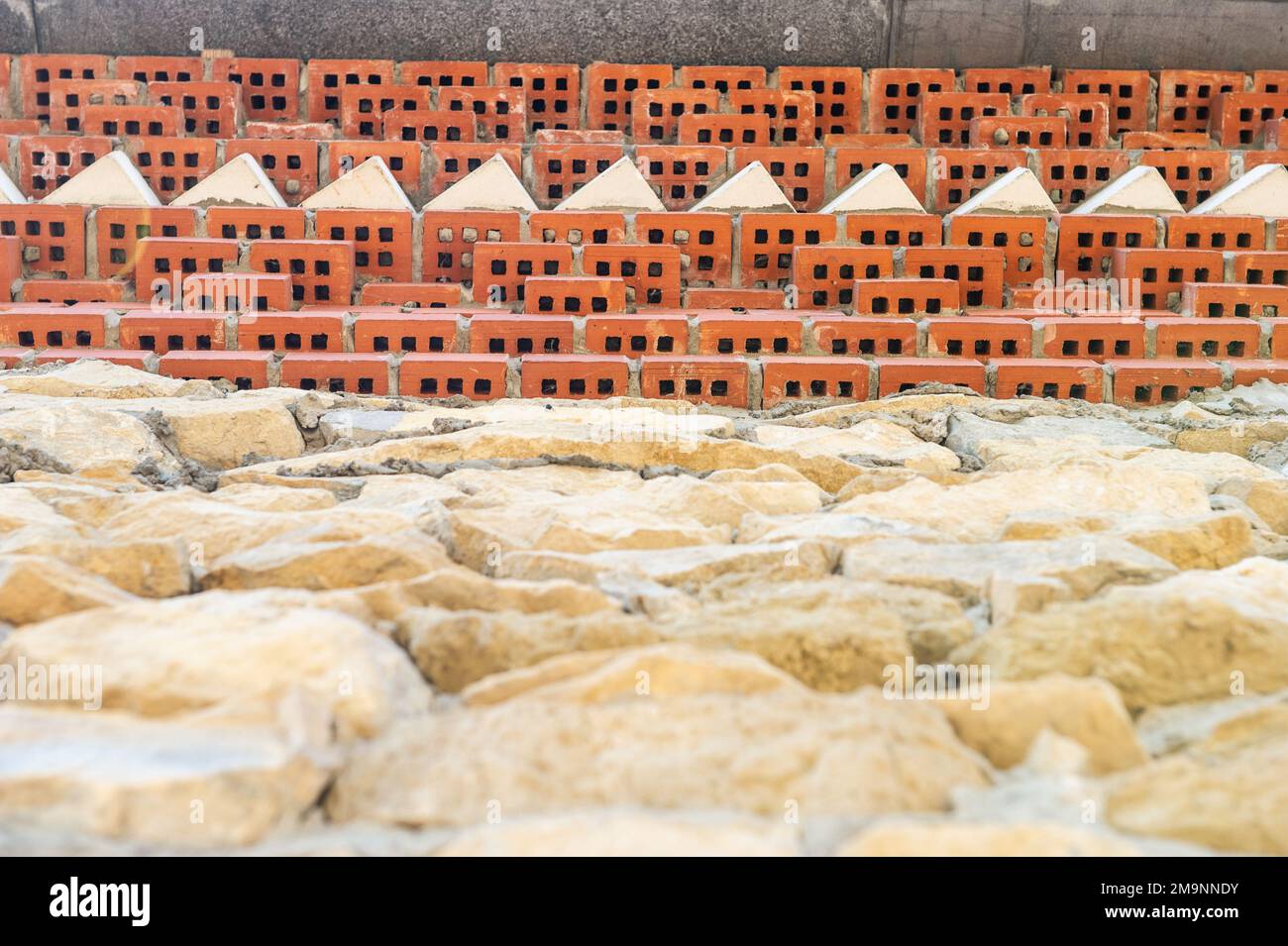 Ancient old Brick Stone Texture pattern background Stock Photo - Alamy