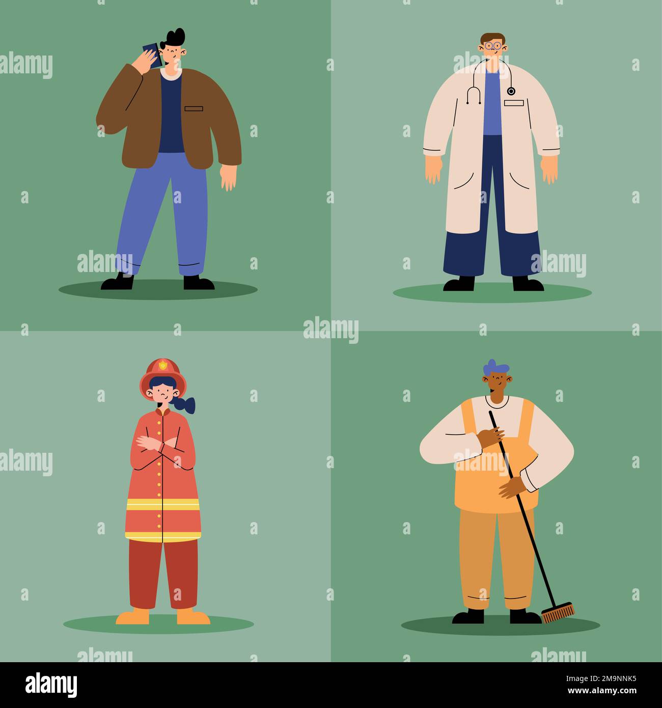 four professionals workers characters icons Stock Vector Image & Art ...