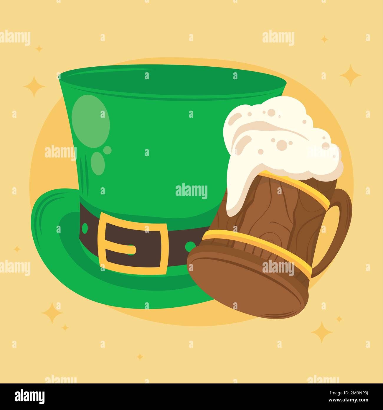 saint patricks leprechaun hat with beer icons Stock Vector Image & Art ...