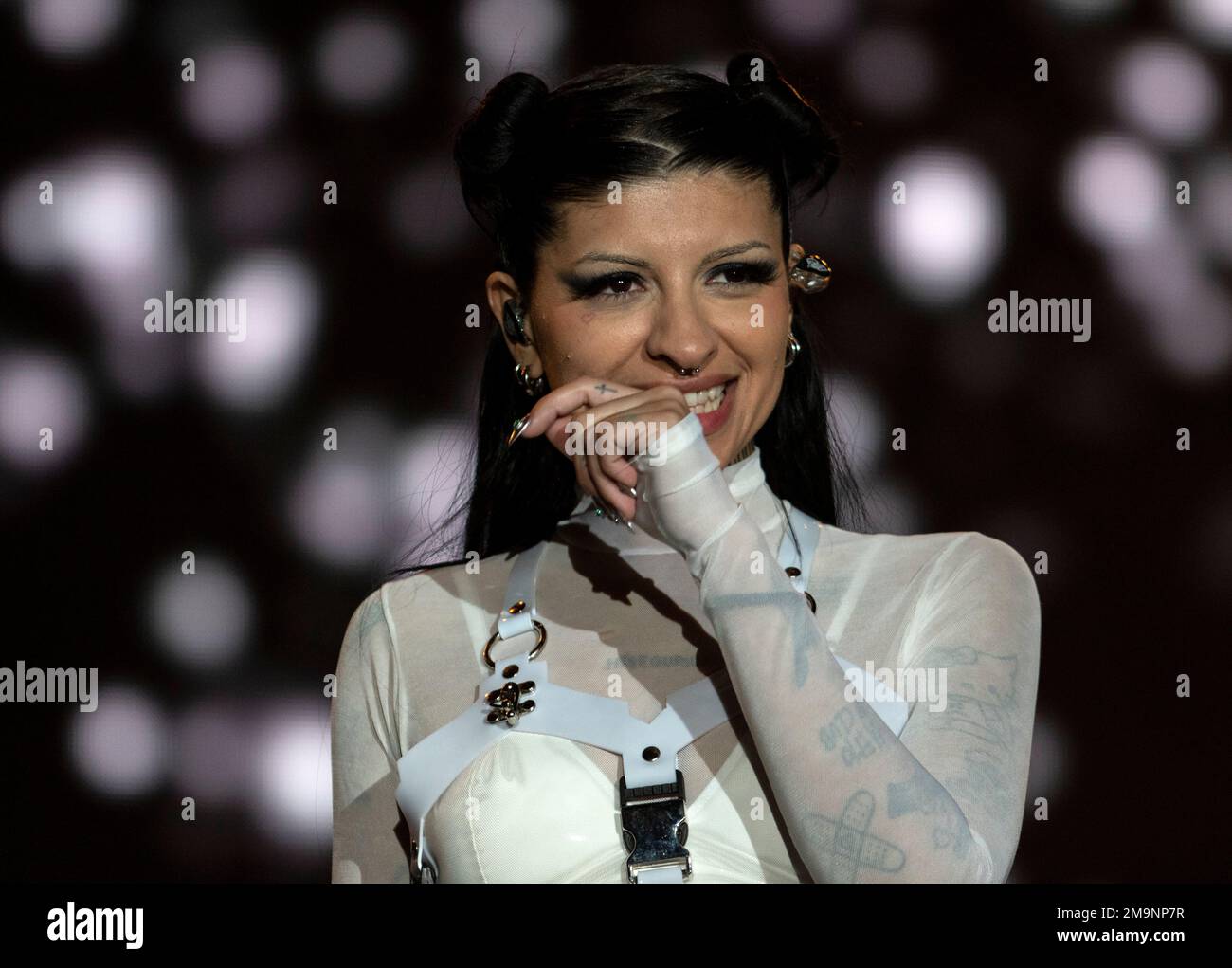 Singer Cazzu performs during the Coca-Cola Flow Fest o in Mexico City ...