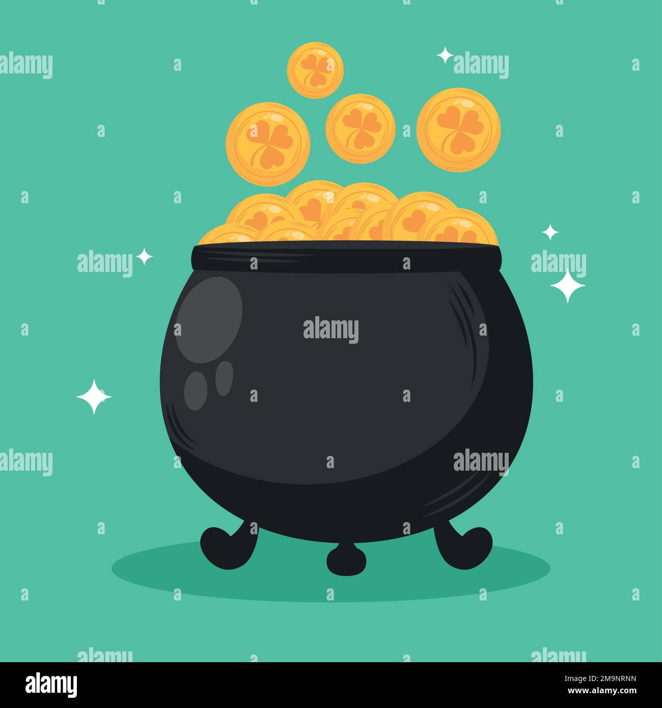 saint patricks day coins in cauldron icons Stock Vector Image & Art - Alamy