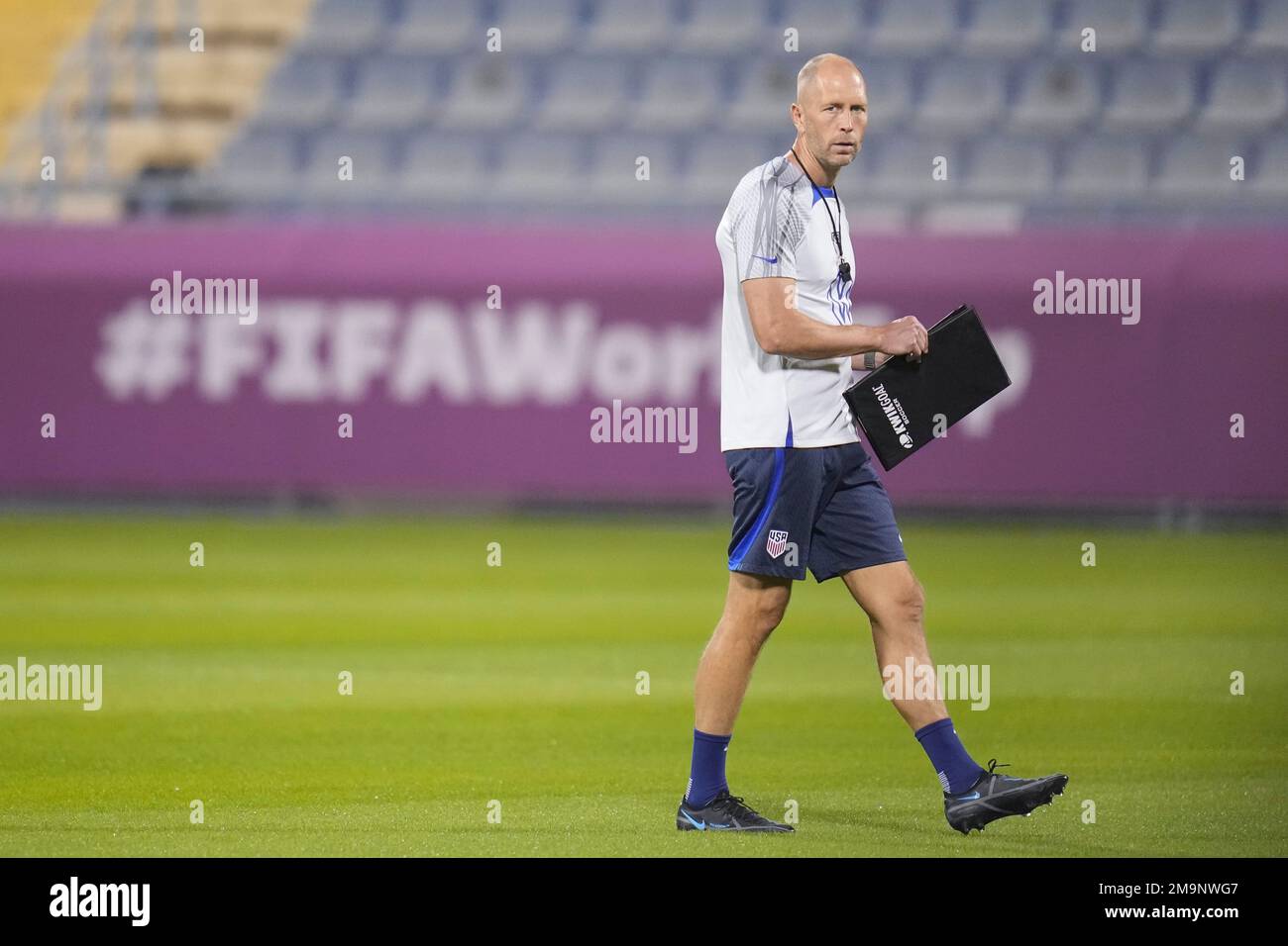 Head coach Gregg Berhalter of the United States walks on the pitch ...