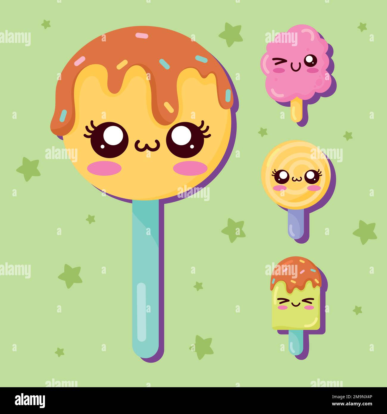 sweet food kawaii four characters Stock Vector Image & Art - Alamy